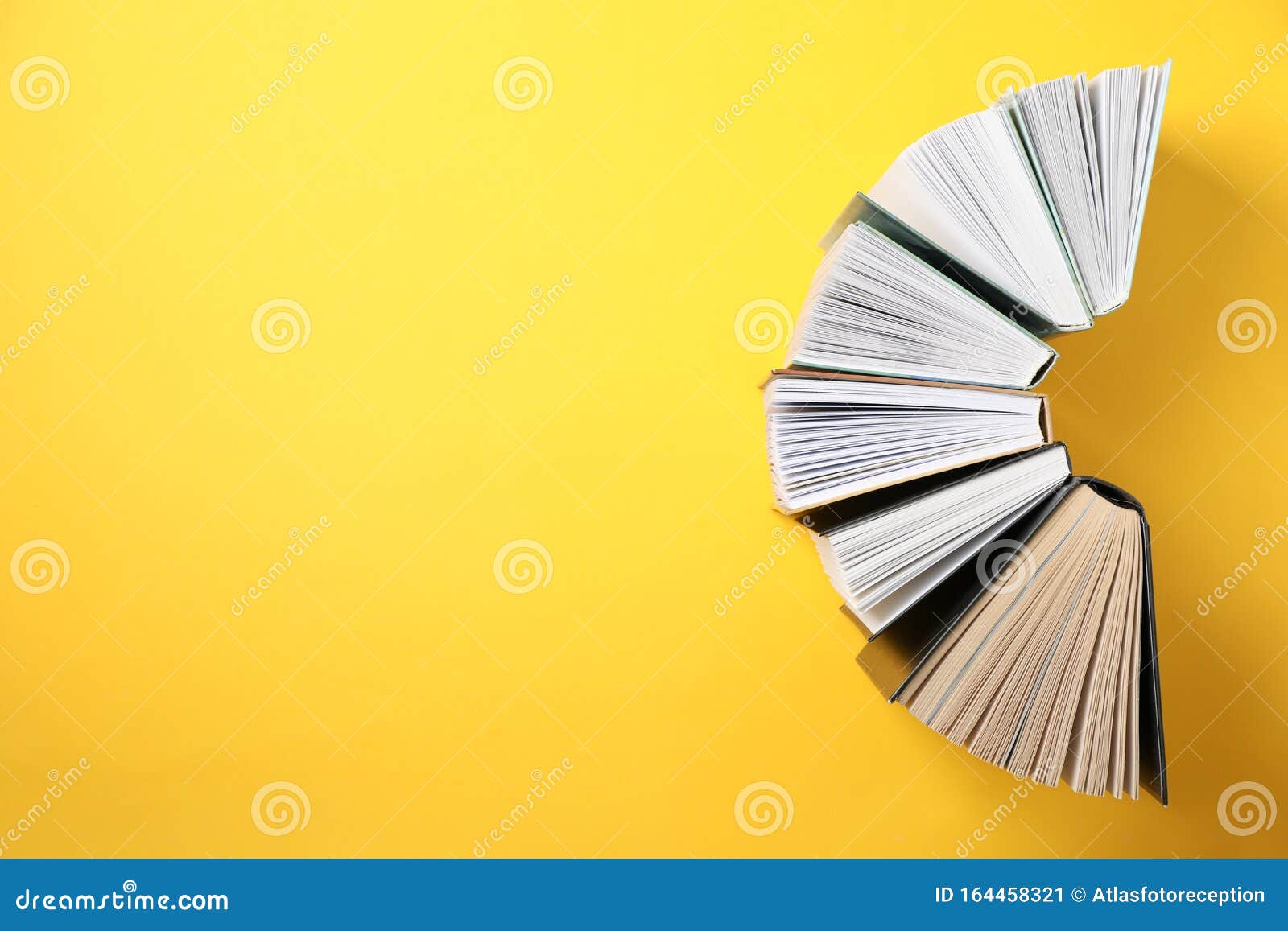 Books on Yellow Background, Top View Stock Image - Image of bookmark ...
