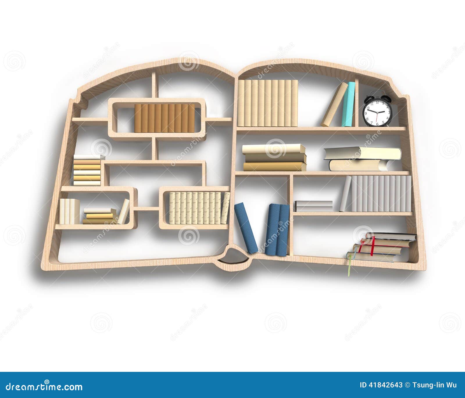 Bookshelf in book shape stock illustration. Illustration of classroom ...