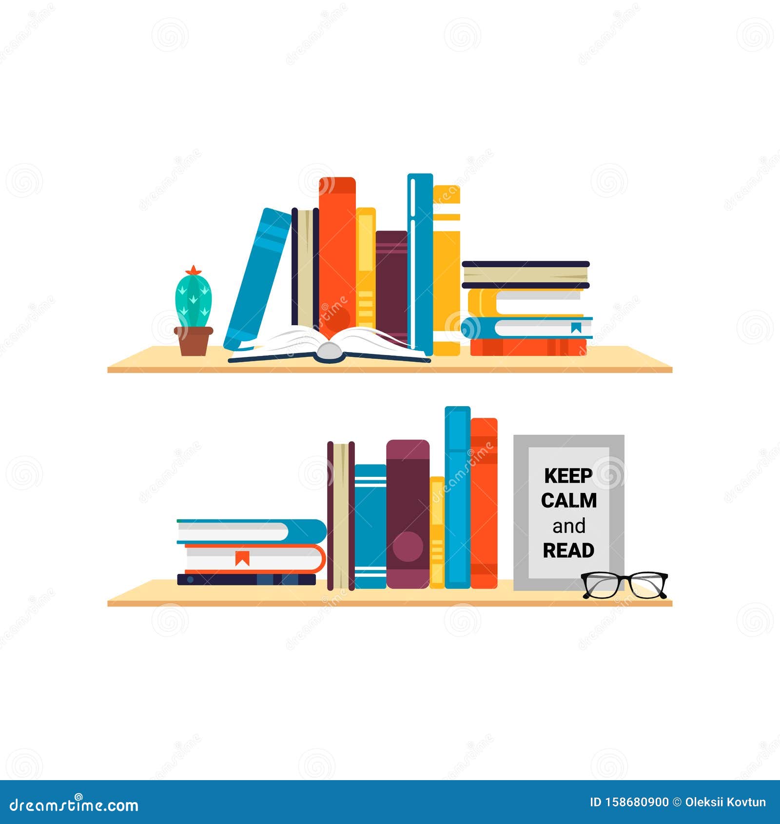 Bookshelf. Books on the Book Shelf. Book Stack. Reading Stock Vector ...
