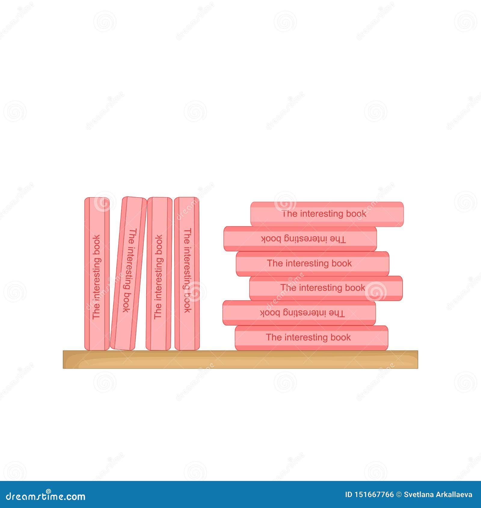 Bookshelf with Books, Pink Books. Vector Illustration Stock ...