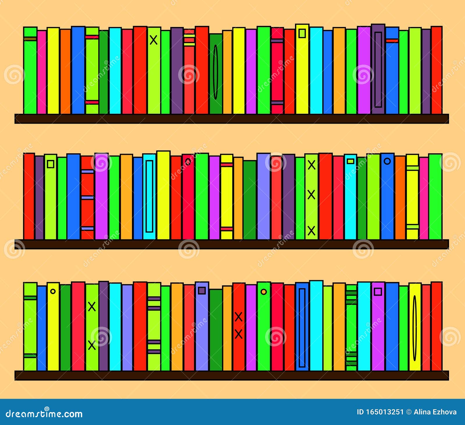 Bookshelf. Collection of Various Books. Vector. Stock Vector ...