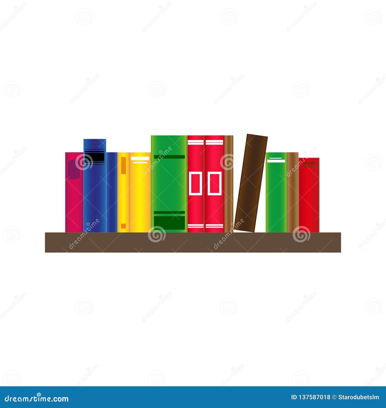 Bookshelf with Colorful Books Stock Vector - Illustration of chart ...