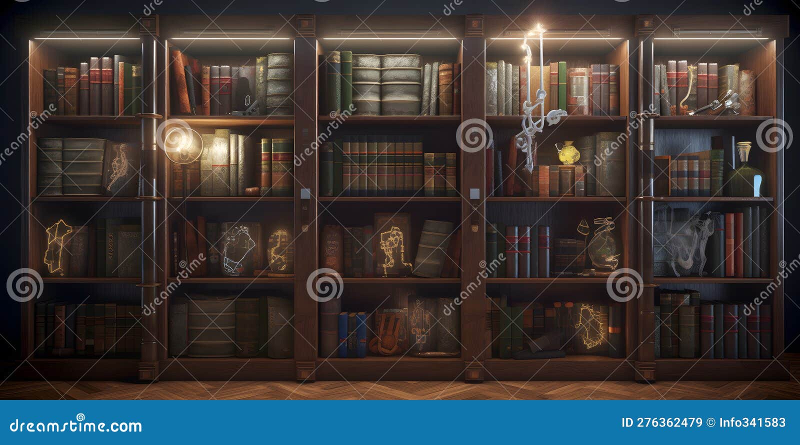 A Bookshelf Filled with Encyclopedias and Dictionaries Hy Three Created ...