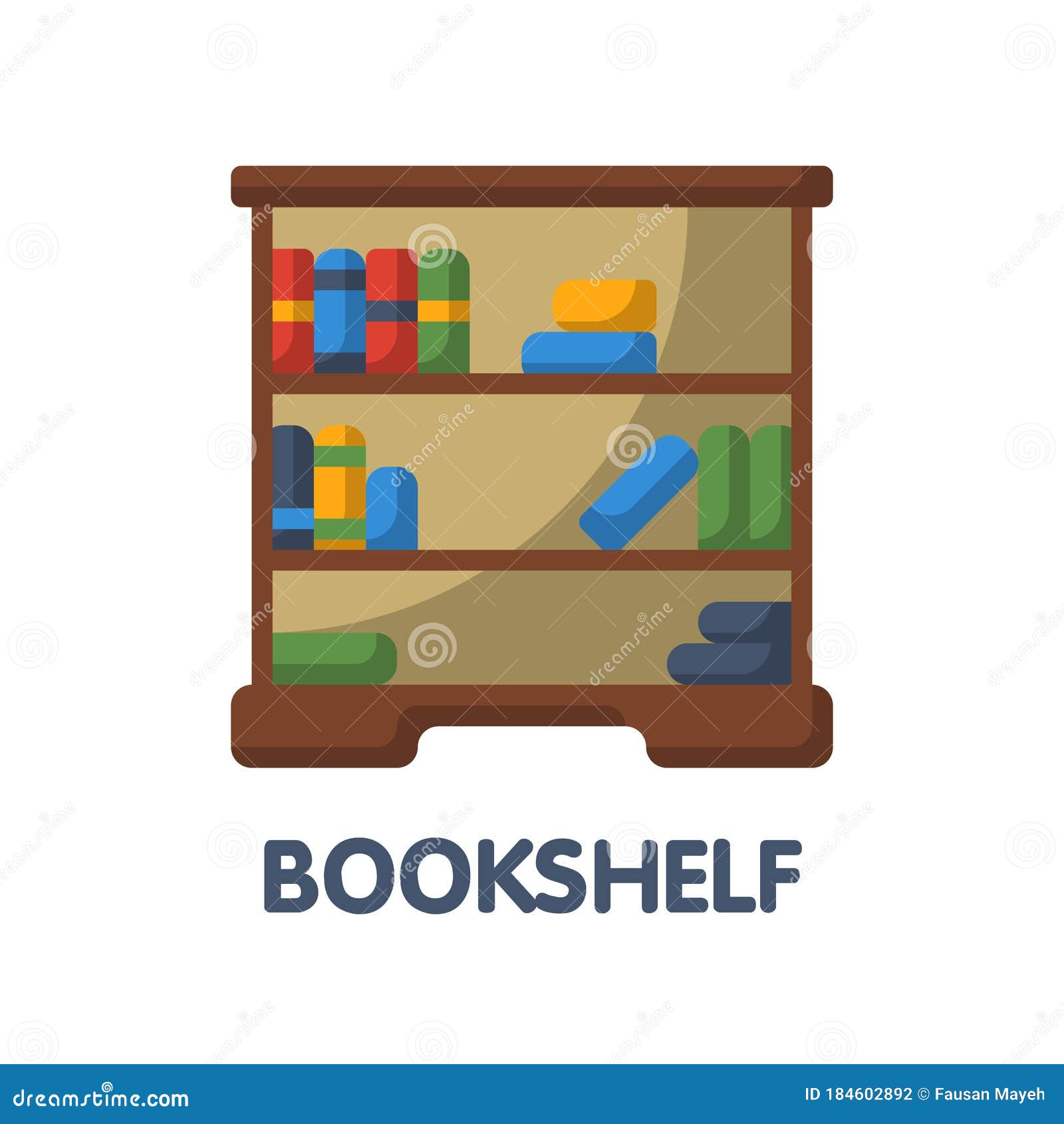 Bookshelf Flat Icon Style Design Illustration on White Background Stock ...