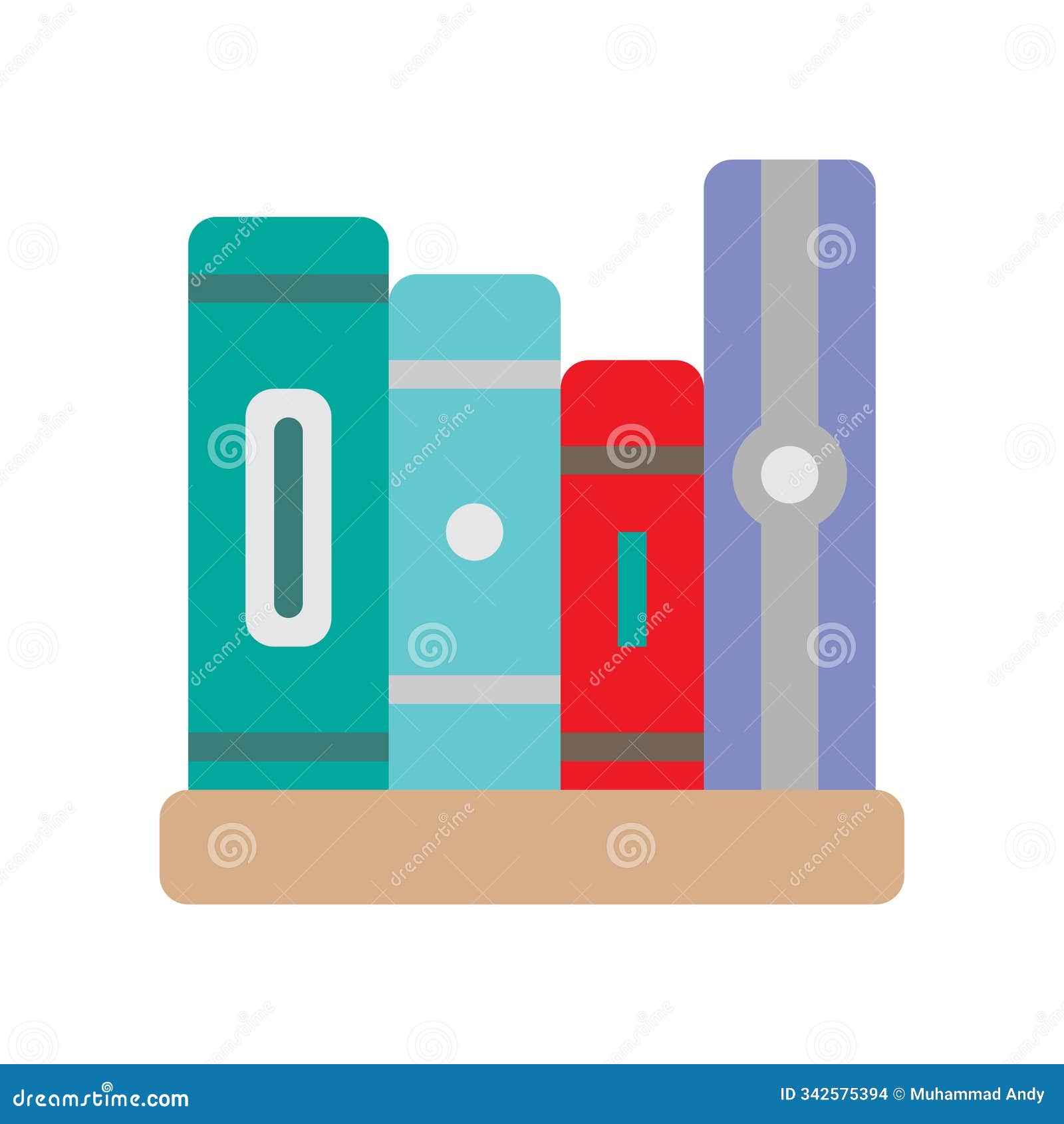 Bookshelf Flat Icons. Office Symbol with Minimalist Design Stock Vector ...