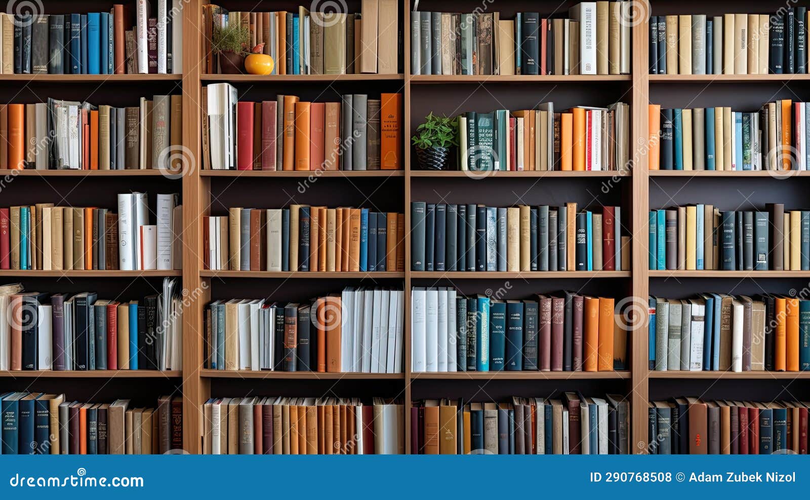 A bookshelf full of books stock illustration. Illustration of ...