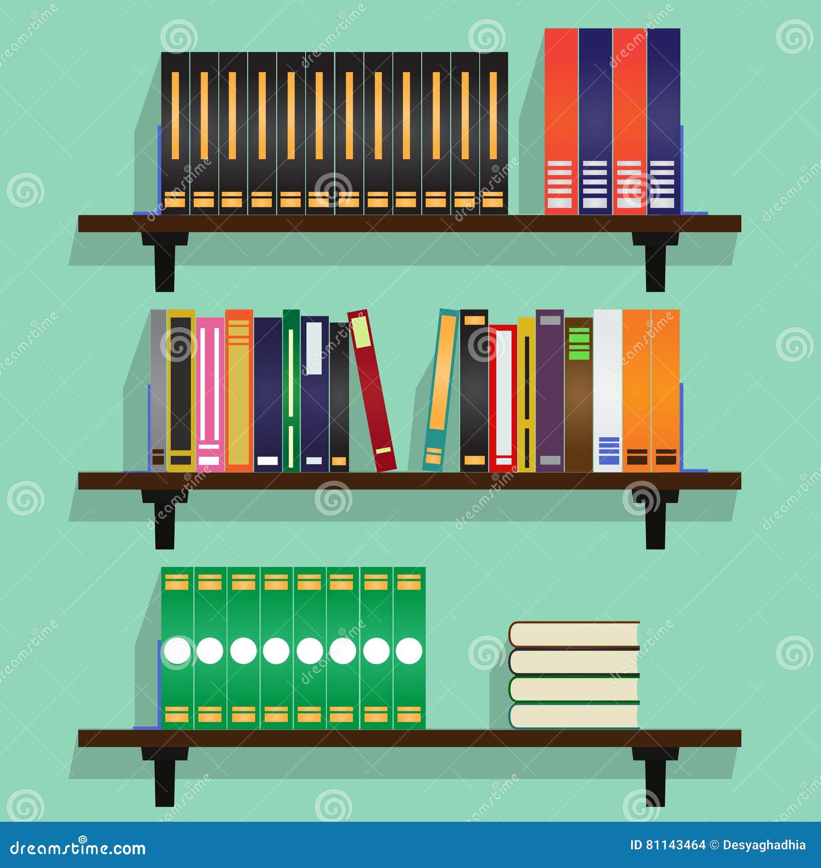 Bookshelf Full of Books Illustration. Stock Vector - Illustration of ...