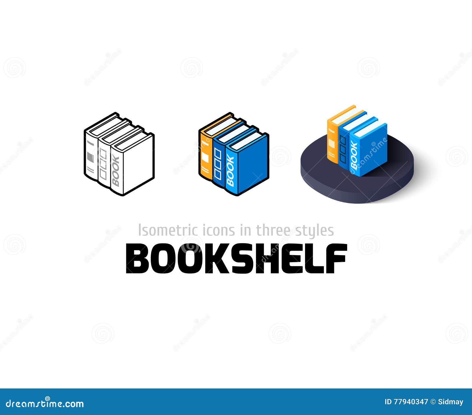Bookshelf Icon in Different Style Stock Vector - Illustration of ...