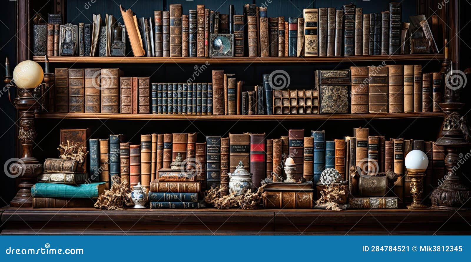 Aged Bookshelf A Portal To Bygone Eras And Timeless Stories, Holding A ...