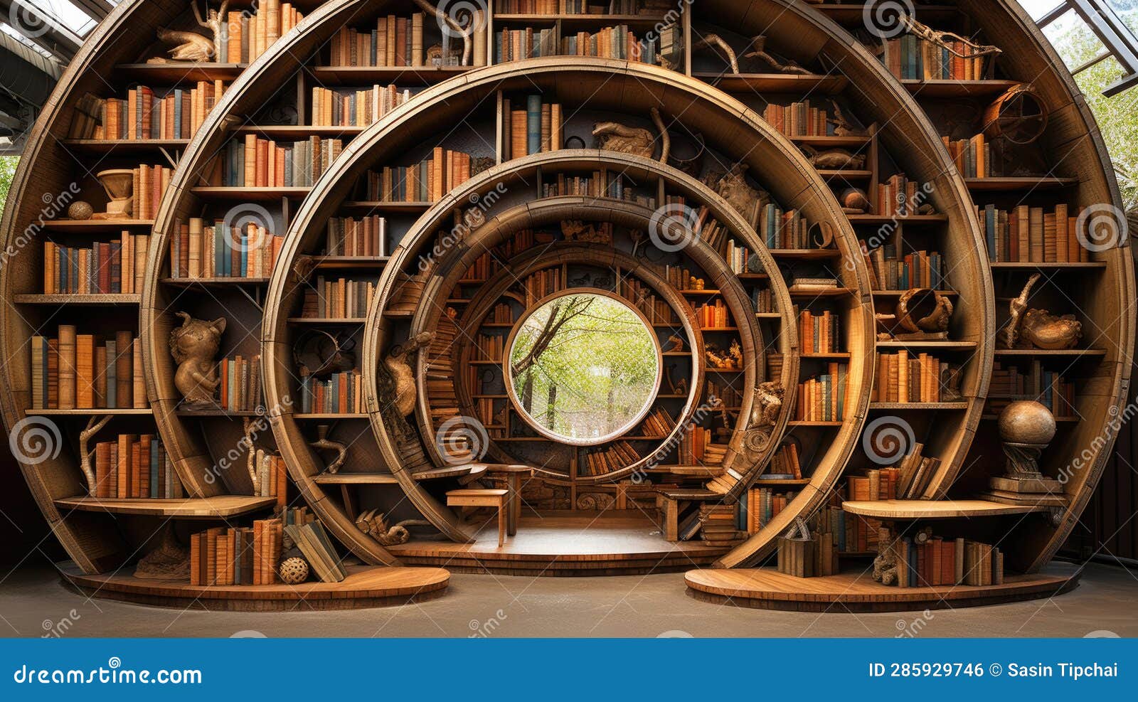 Bookshelf in Public Library Stock Illustration - Illustration of ...