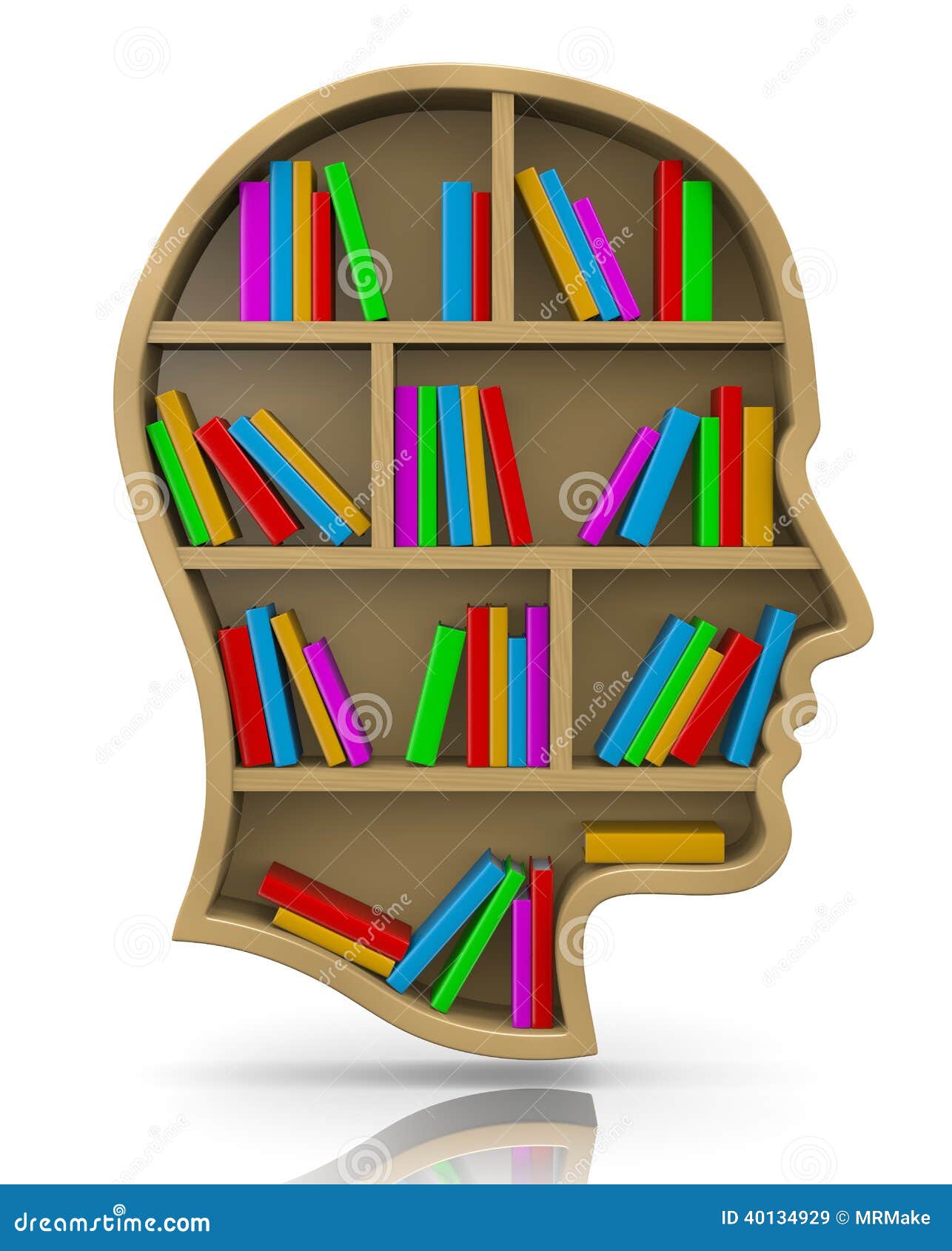 Bookshelf in the Shape of Human Head Stock Illustration - Illustration ...
