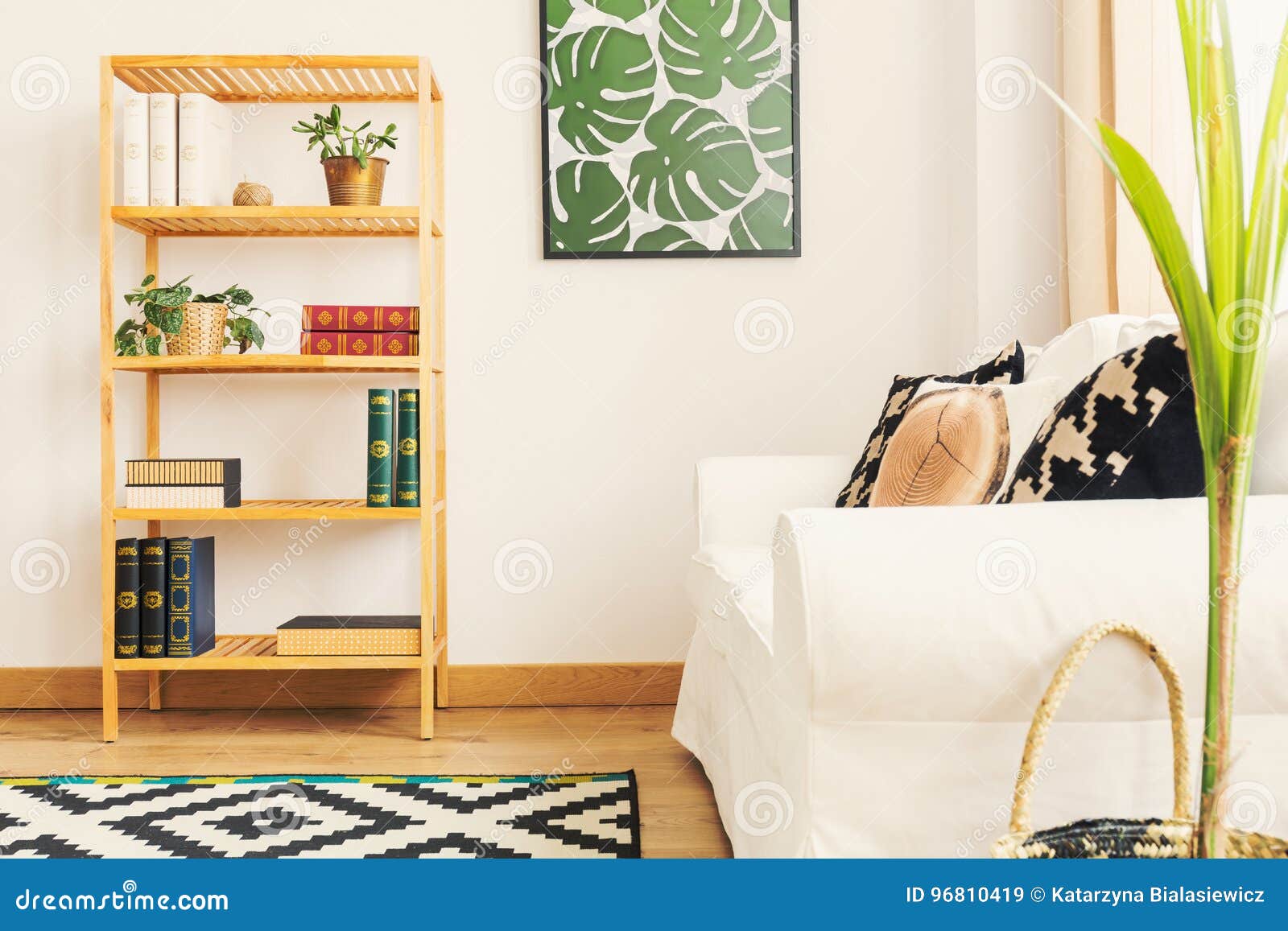 Bookshelf and sofa in room stock image. Image of dreamy - 96810419