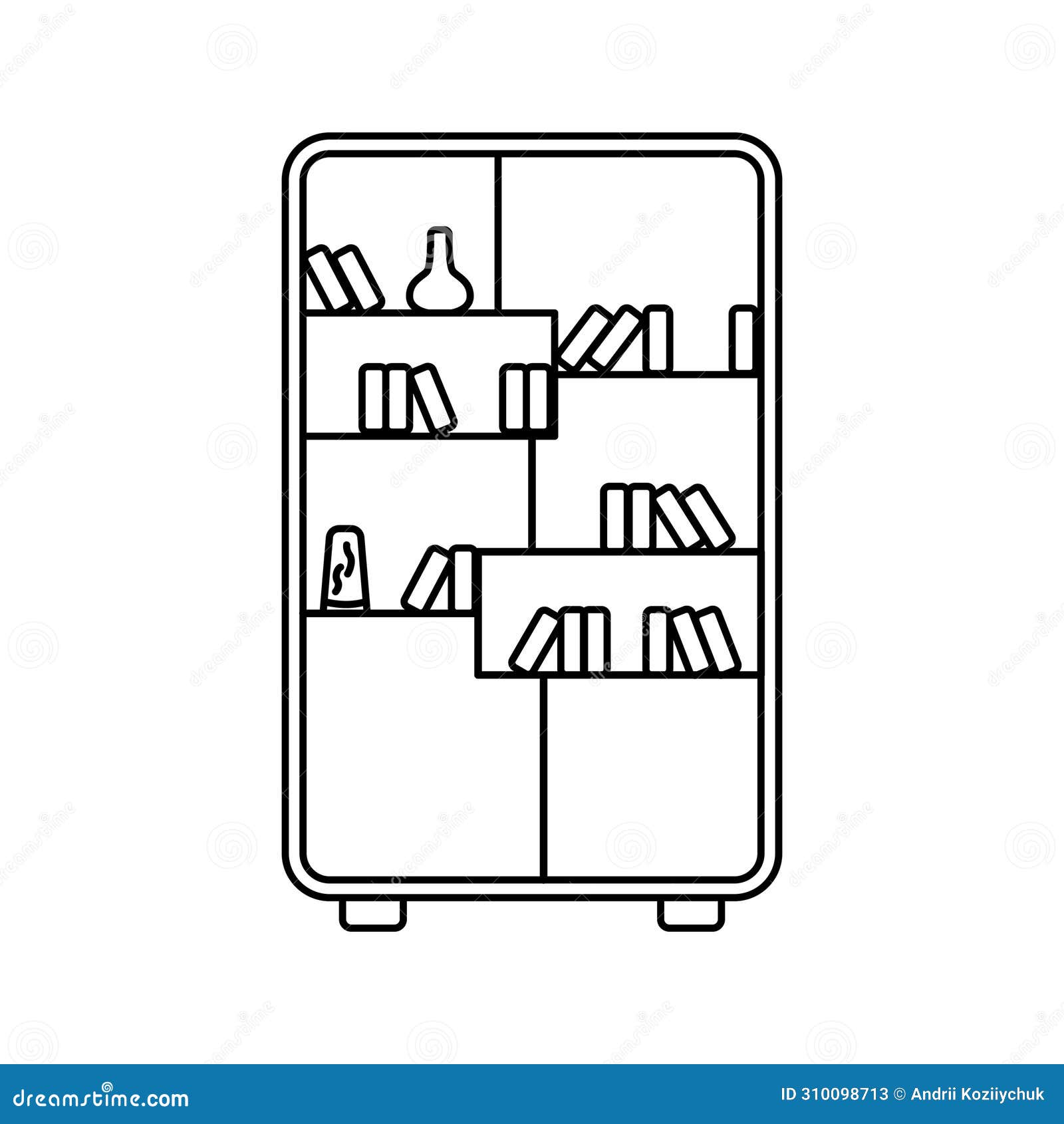 Bookshelf Vector Icon. Bookcase Vector. Sideboard Line Icon. Books on ...