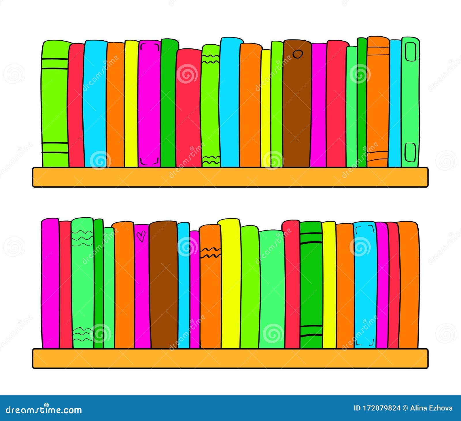 Bookshelf on a White Background. Cartoon. Vector. Stock Vector ...