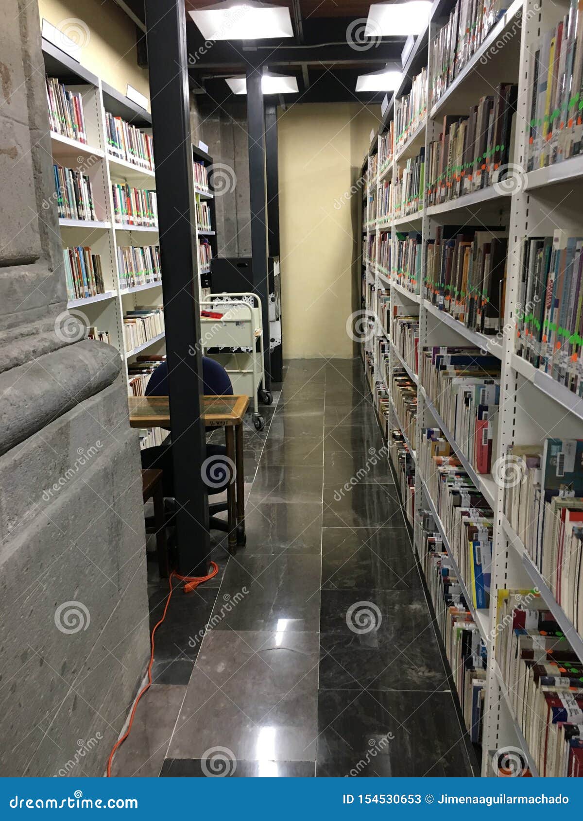 Public Library Book Shelf Filled with Books Stock Image - Image of wood ...