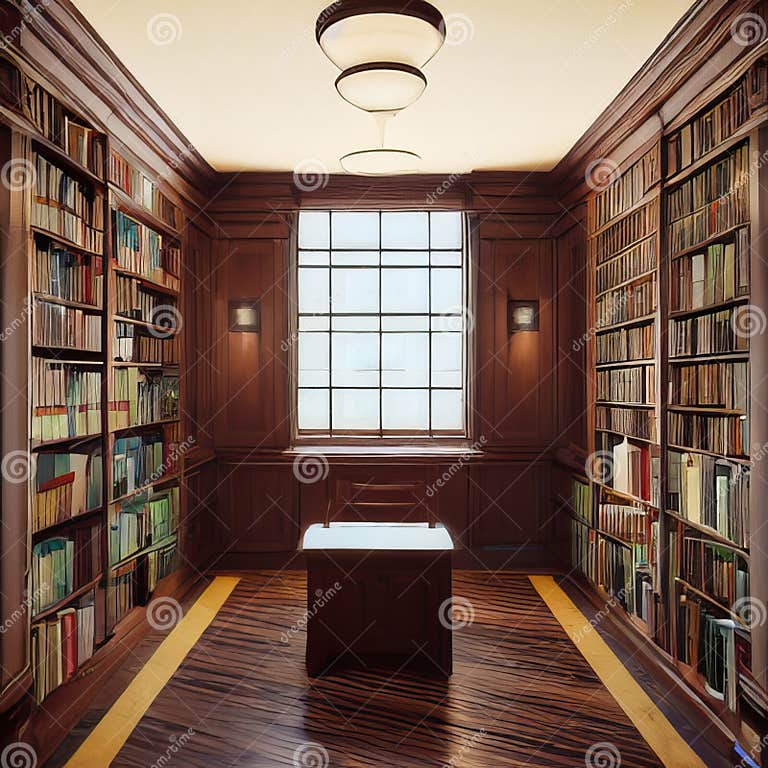 Books in the Empty Library. AI Stock Illustration - Illustration of ...