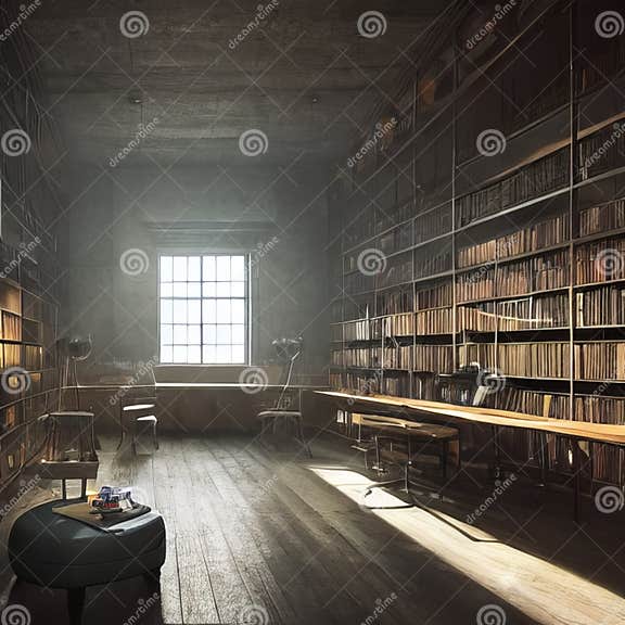 Old Books in the Empty Library Stock Illustration - Illustration of ...