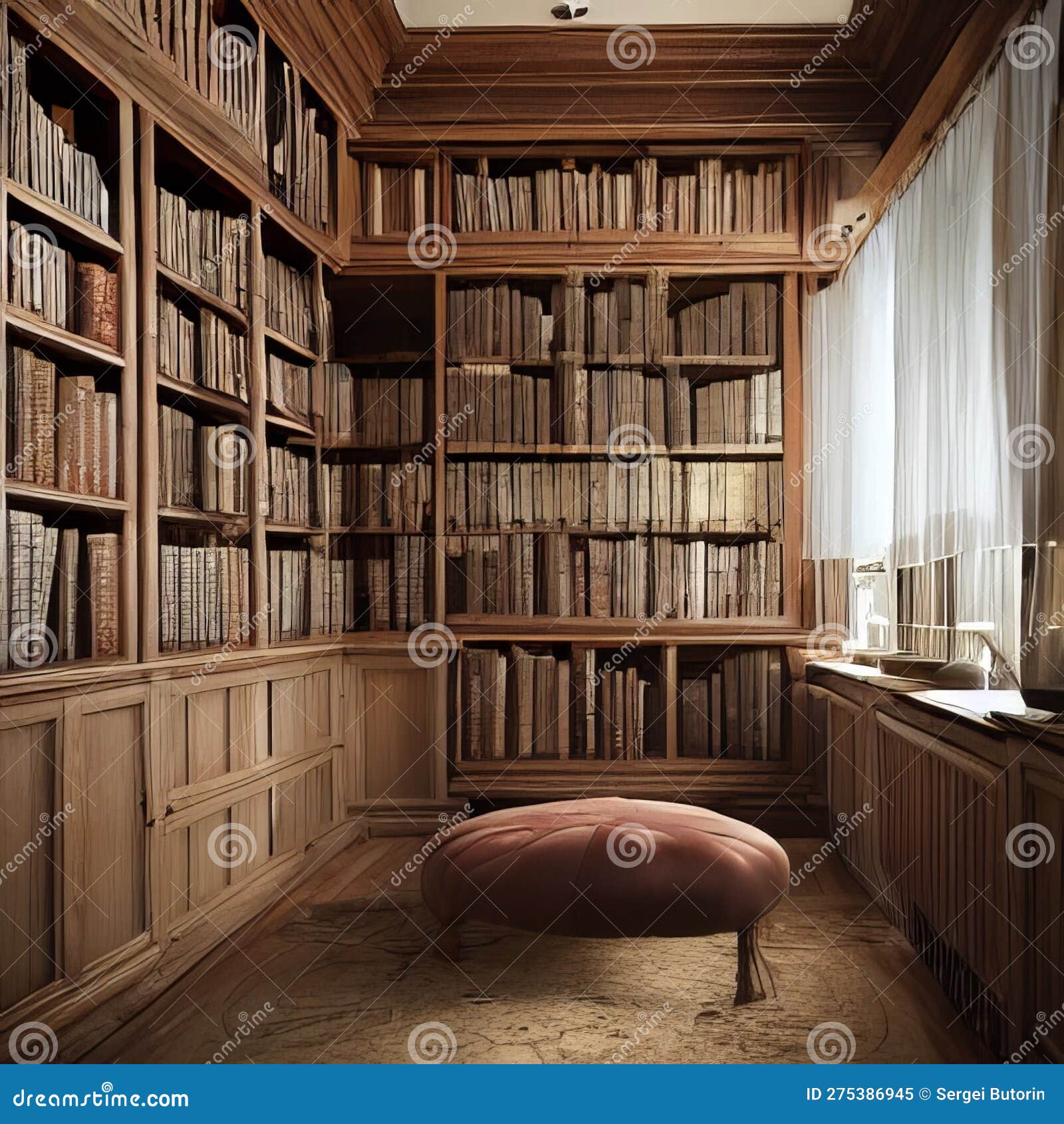 Old Books in the Empty Library Stock Illustration - Illustration of ...