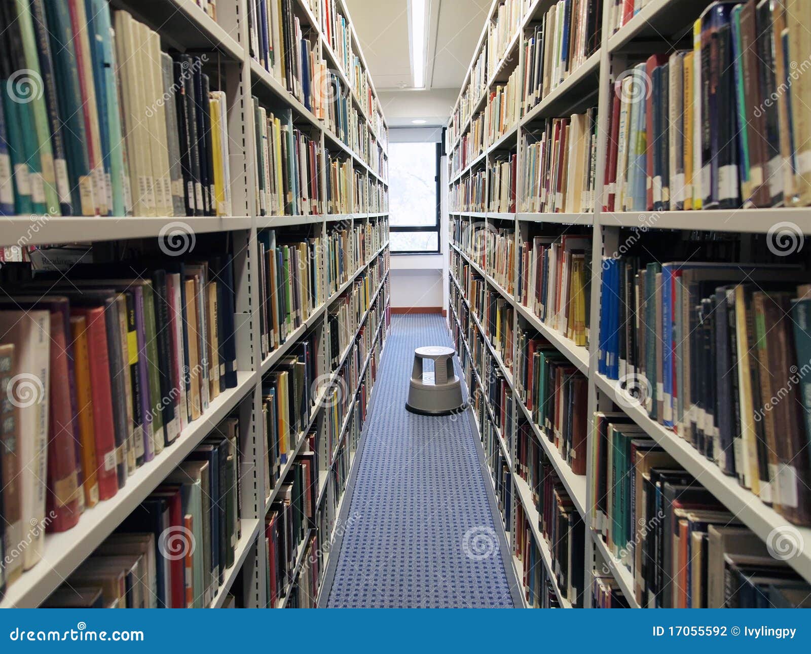 Bookshelves in library stock photo. Image of text, education - 17055592