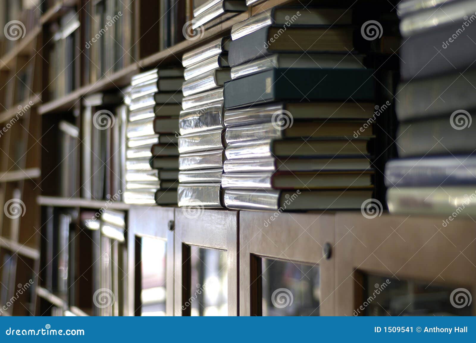 Bookshelves Piled with Books Stock Image - Image of tome, bound: 1509541