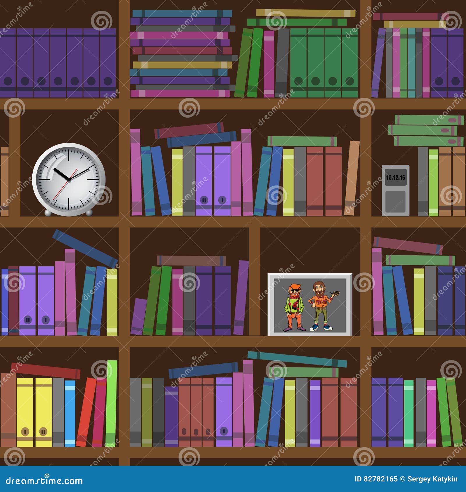 Bookshelves. Seamless Texture. Illustration. Cartoon Vector ...