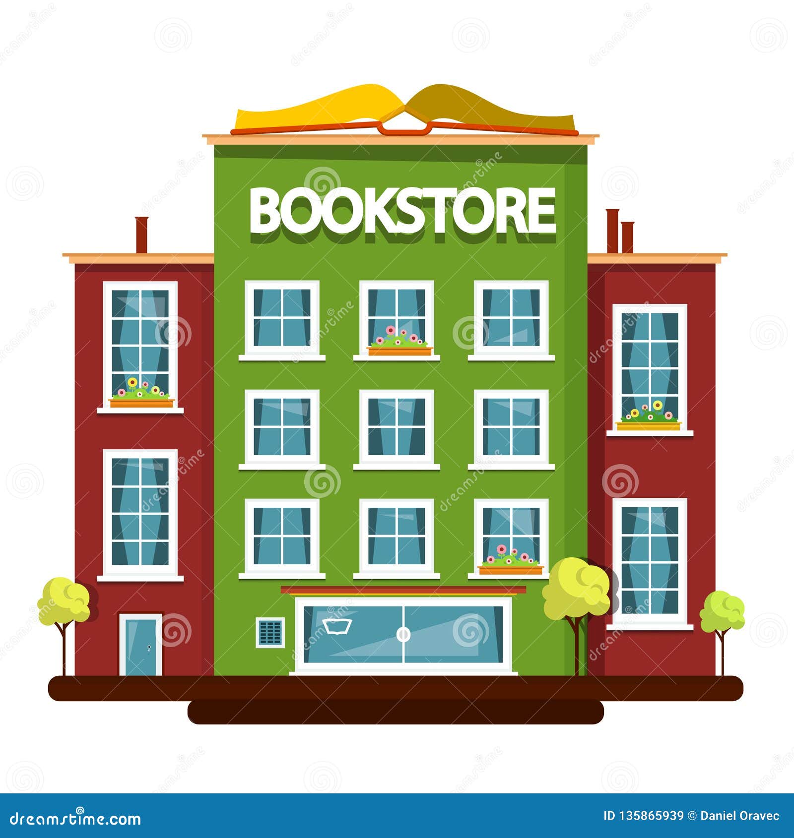 Bookstore Building. Vector Llustration Stock Vector - Illustration of ...