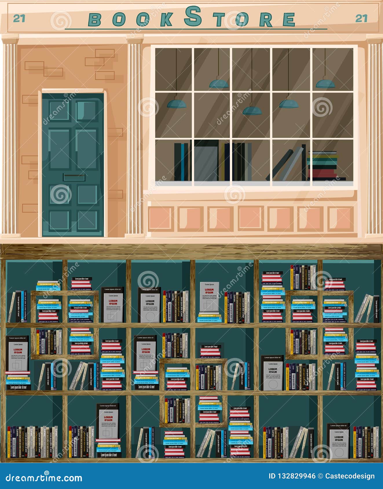Bookstore Facade Vector. Architecture Design Illustration Decor ...