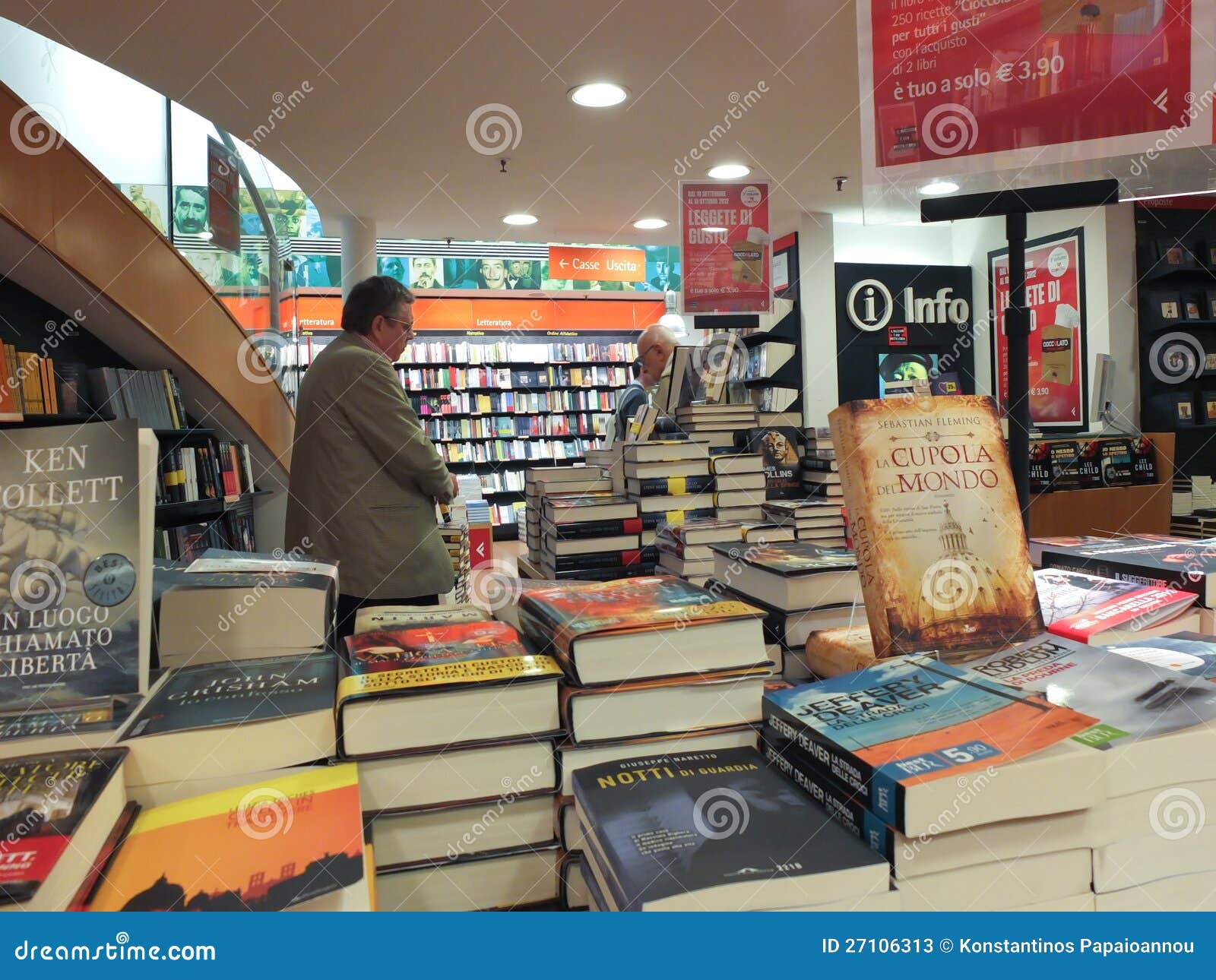 Bookstore interior in Rome editorial stock photo. Image of brown - 27106313