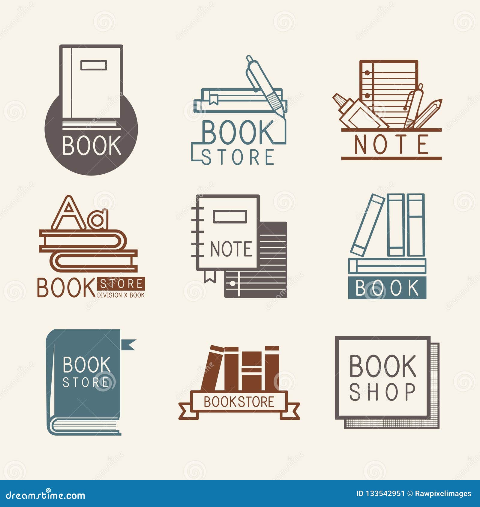 Bookstore Logos and Sign Set Vector Stock Vector - Illustration of ...
