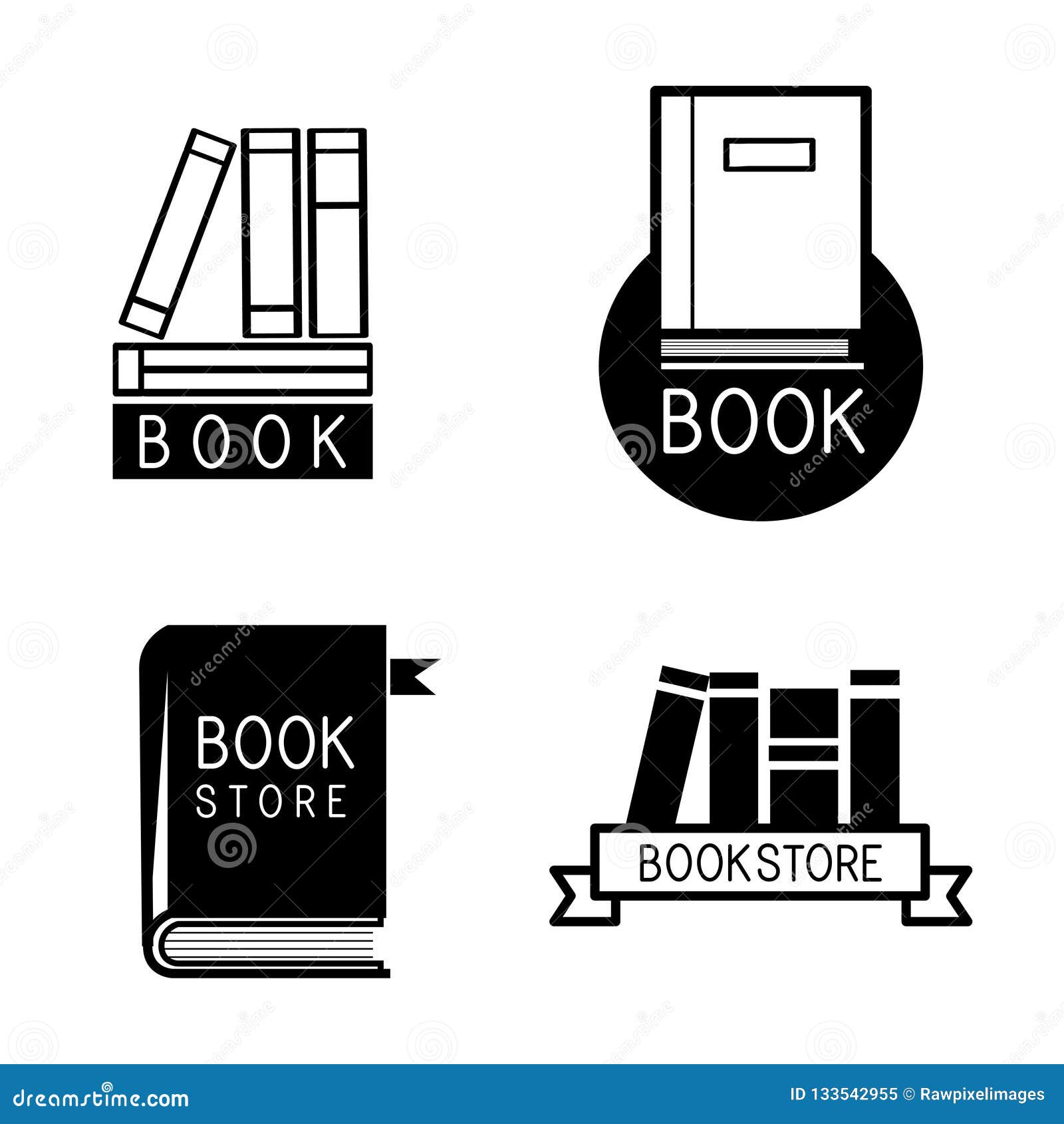 Bookstore Logos and Sign Set Vector Stock Vector - Illustration of ...