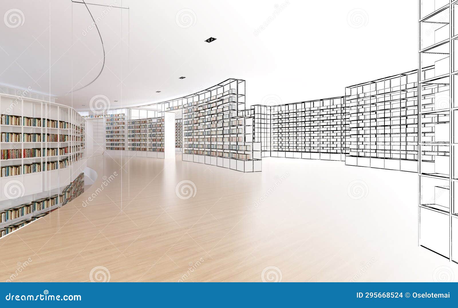 A Bookstore S Aisle Hall,book Store,Modern Design,3d Rendering Stock ...