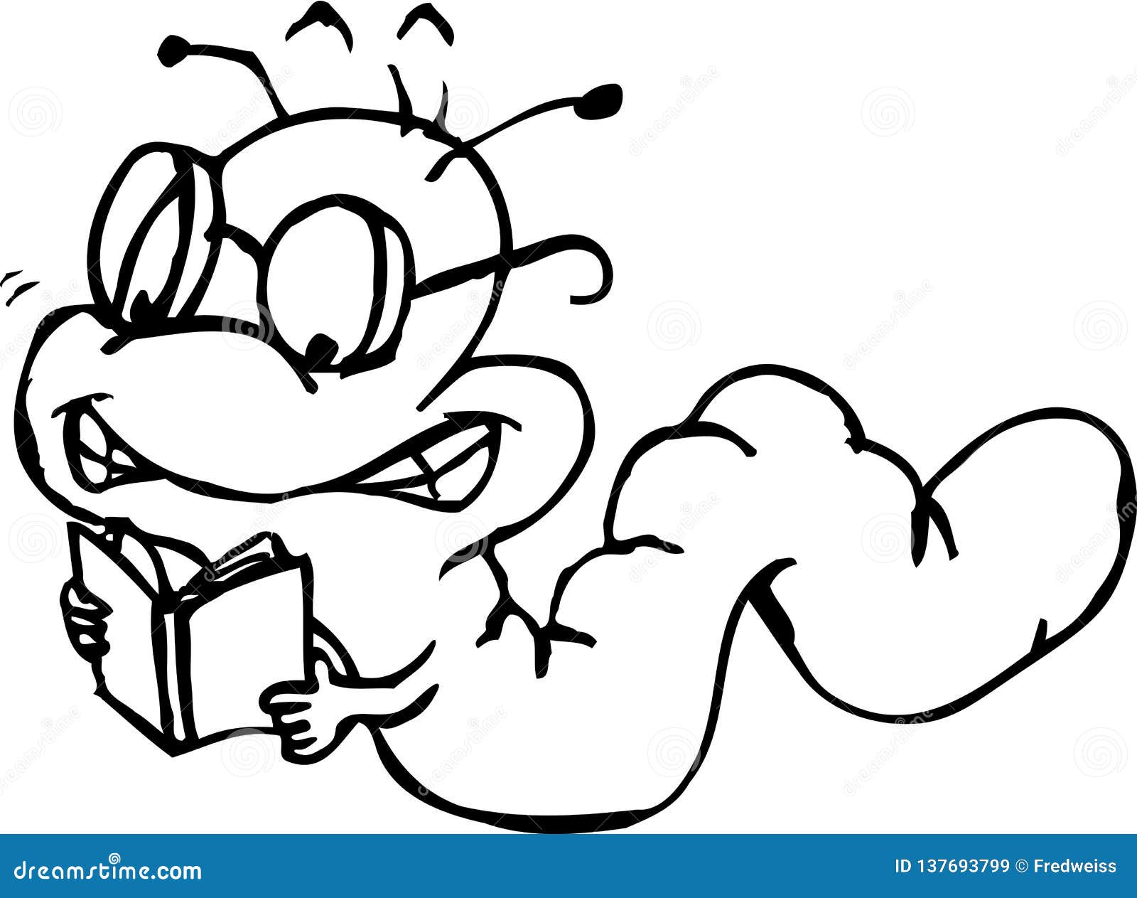 Bookworm Cartoon Vector Illustration Stock Vector - Illustration of ...
