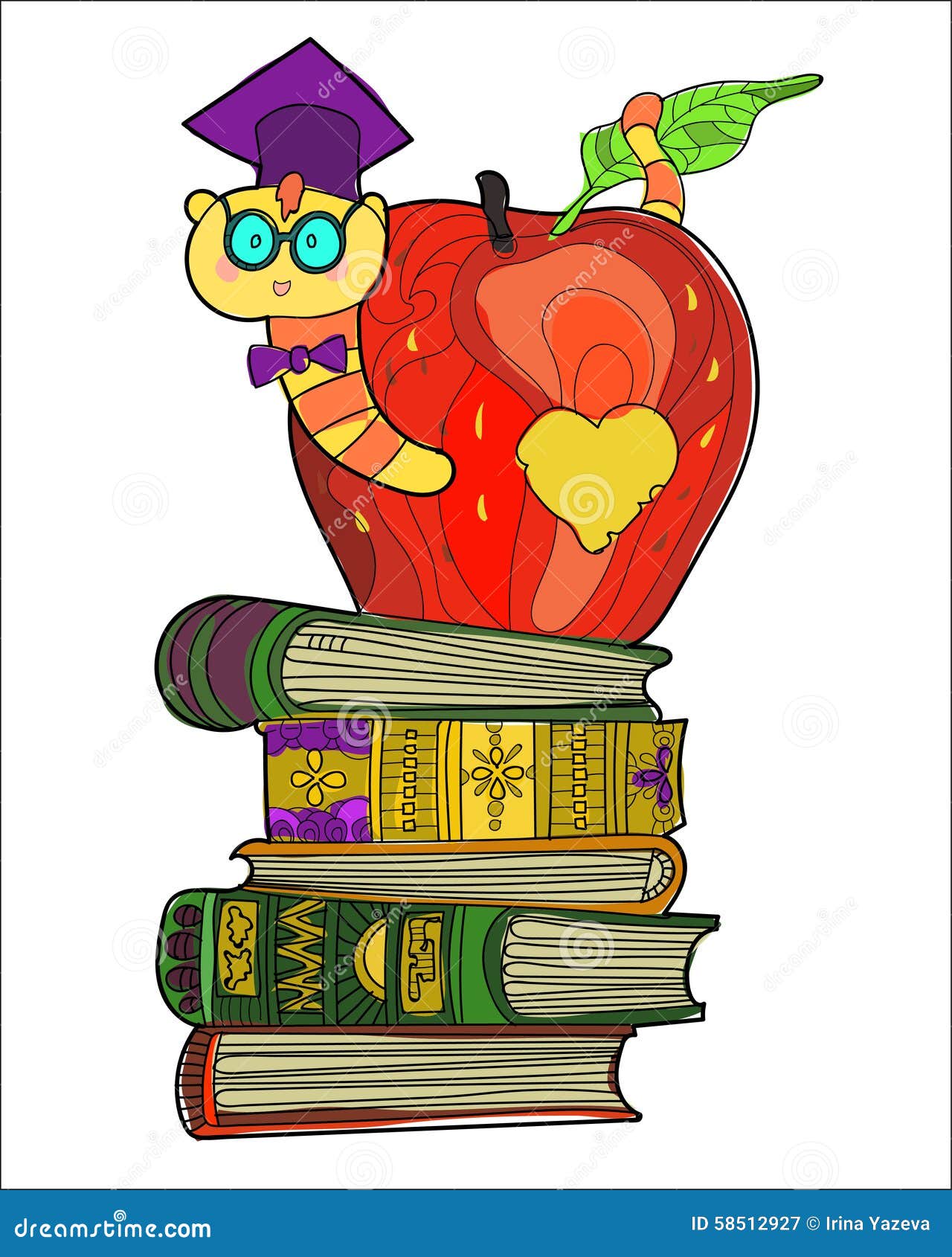 Bookworm doodle stock vector. Illustration of bookworm - 58512927
