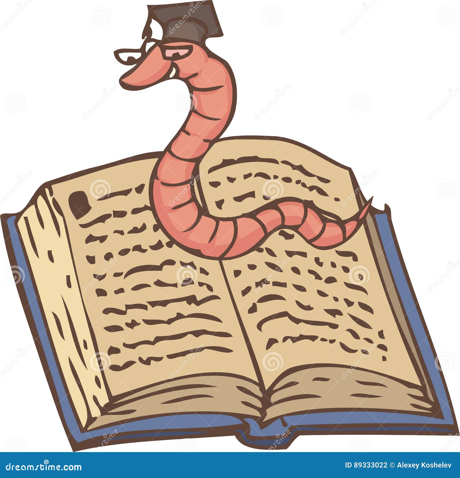Bookworm Teaching Diploma Cartoon Stock Illustration | CartoonDealer ...