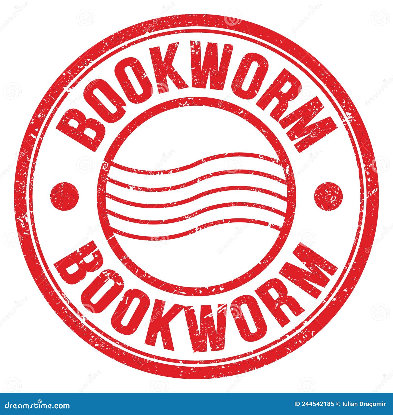 BOOKWORM Text Written on Red Round Postal Stamp Sign Stock Illustration ...