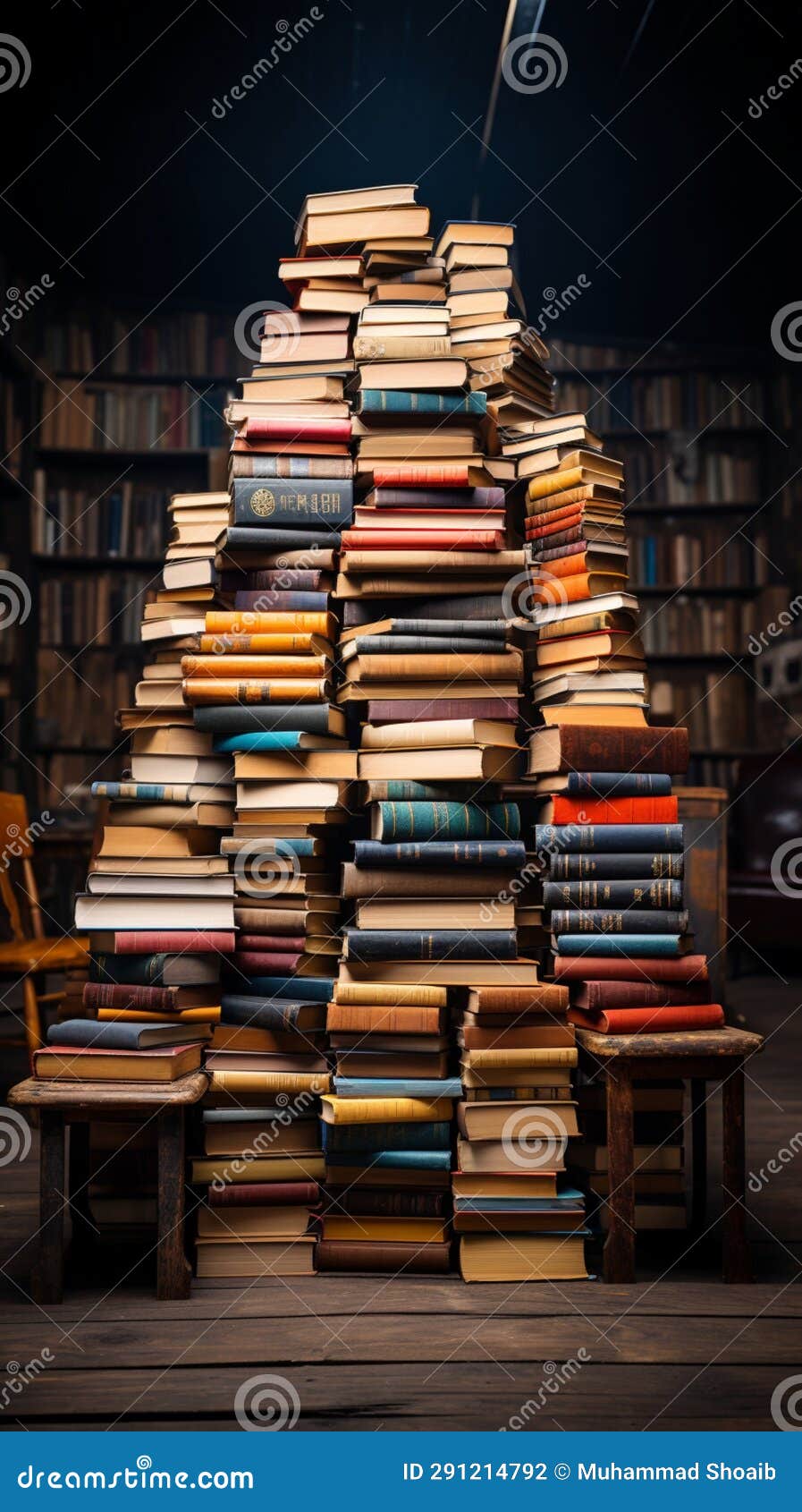 Bookworms Delight a Towering Stack of Books at the Bookshop Stock ...