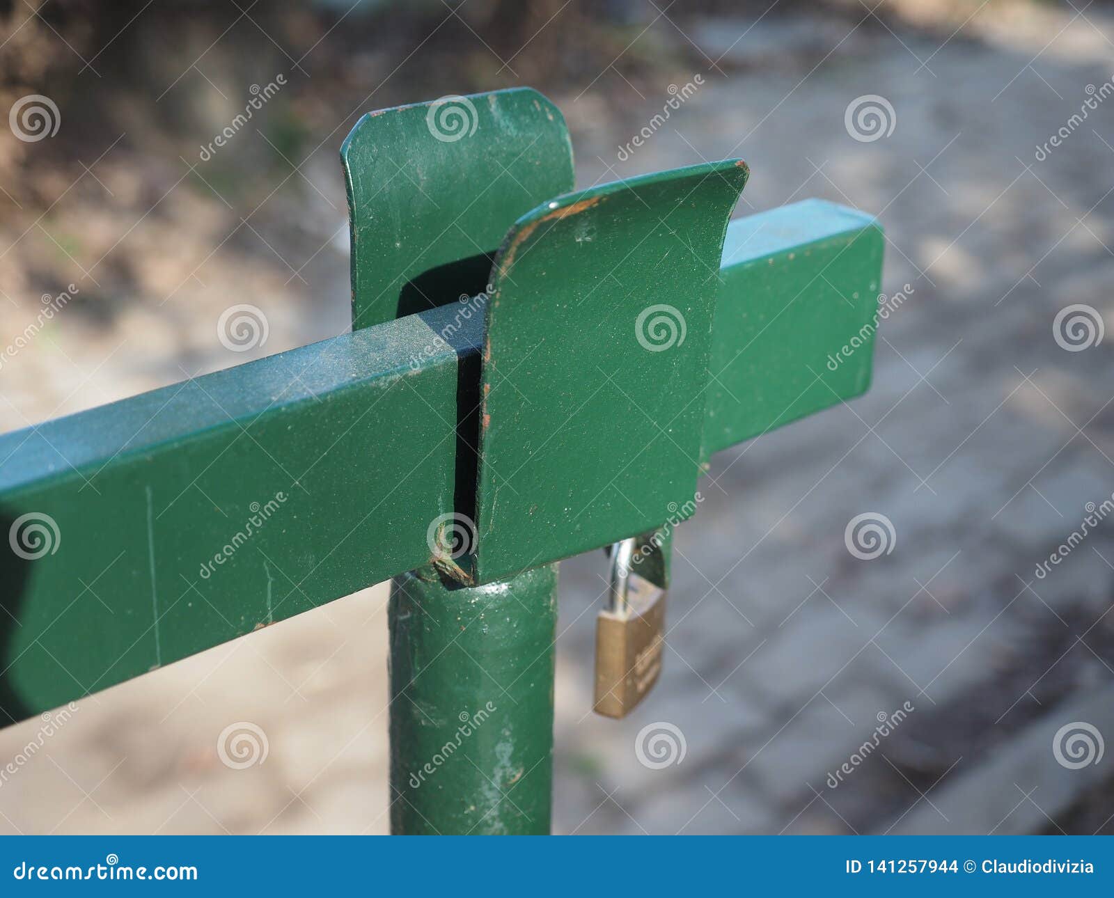 Boom barrier with lock stock photo. Image of passage - 141257944