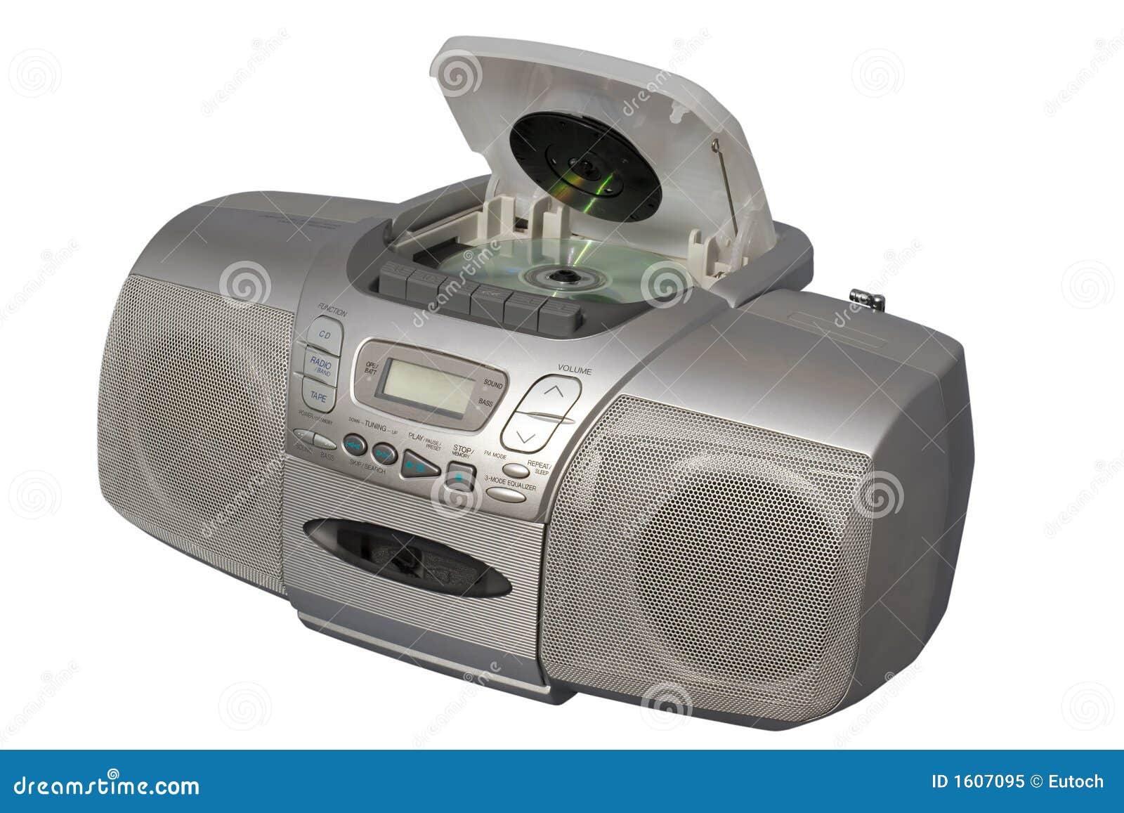 Boom Box Silver colored stock image. Image of cassette - 1607095