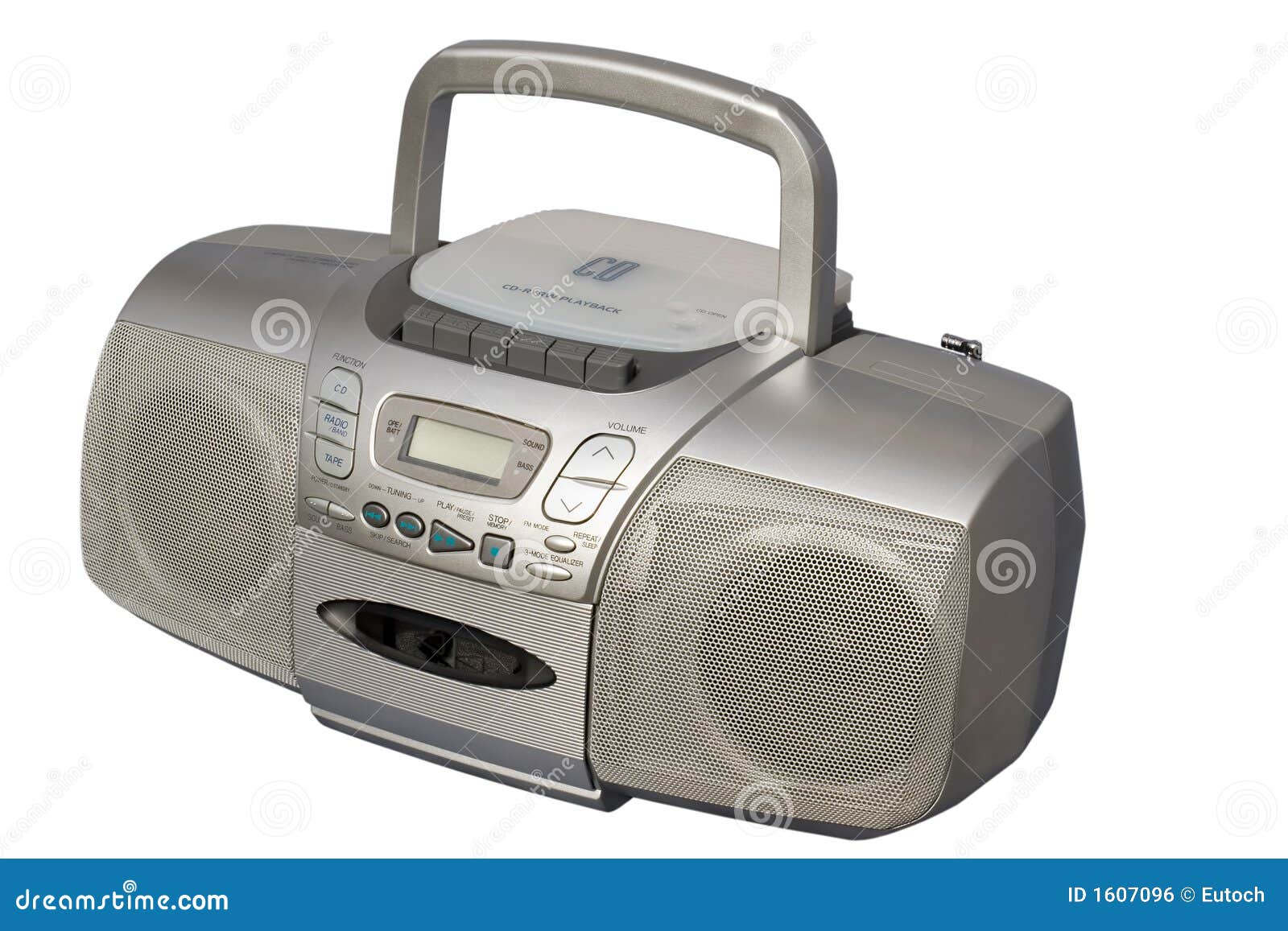 Boom Box Silver colored stock photo. Image of eject, recorder - 1607096