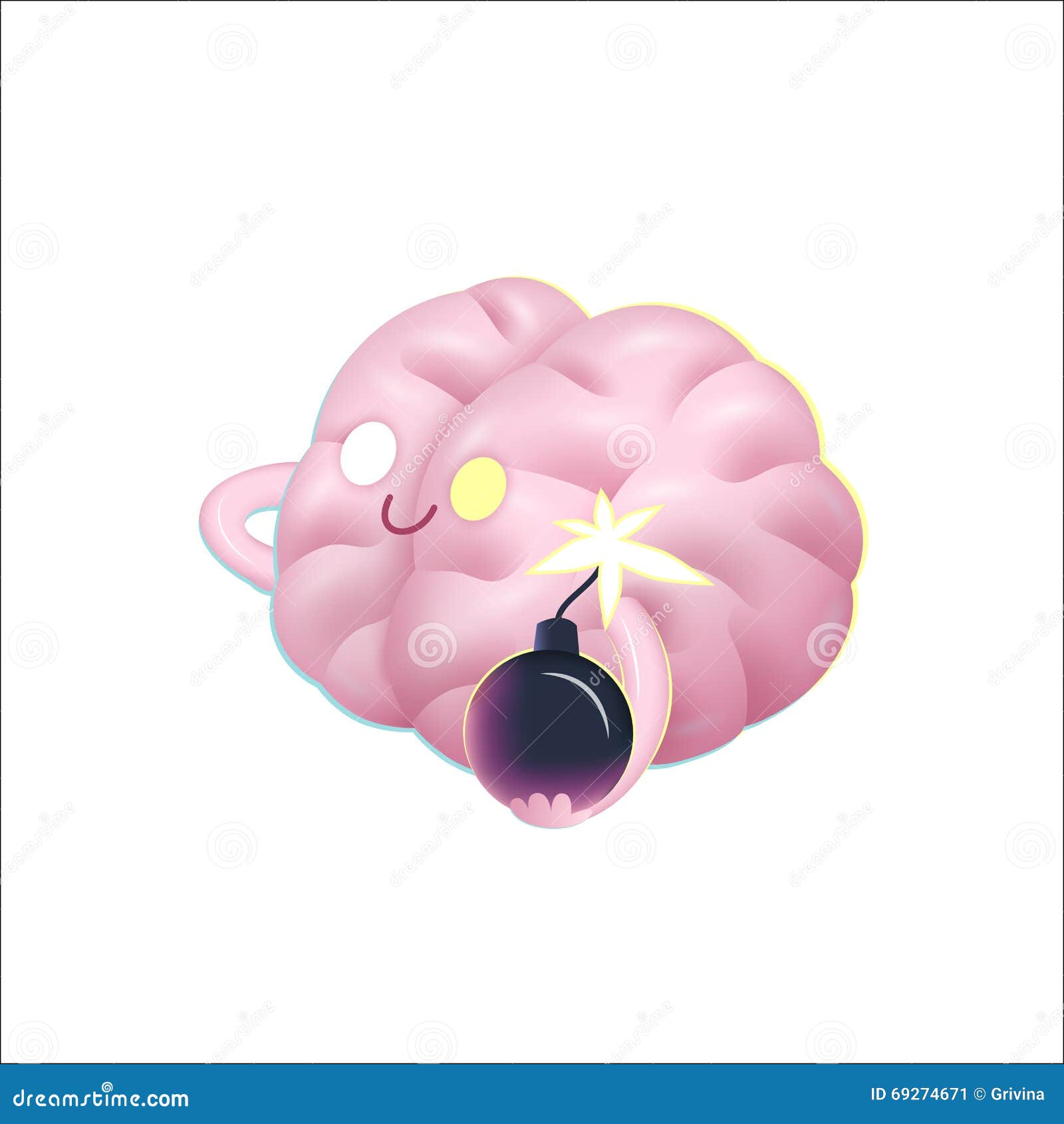 Boom Brain Illustrated Poster Vector Illustration | CartoonDealer.com ...