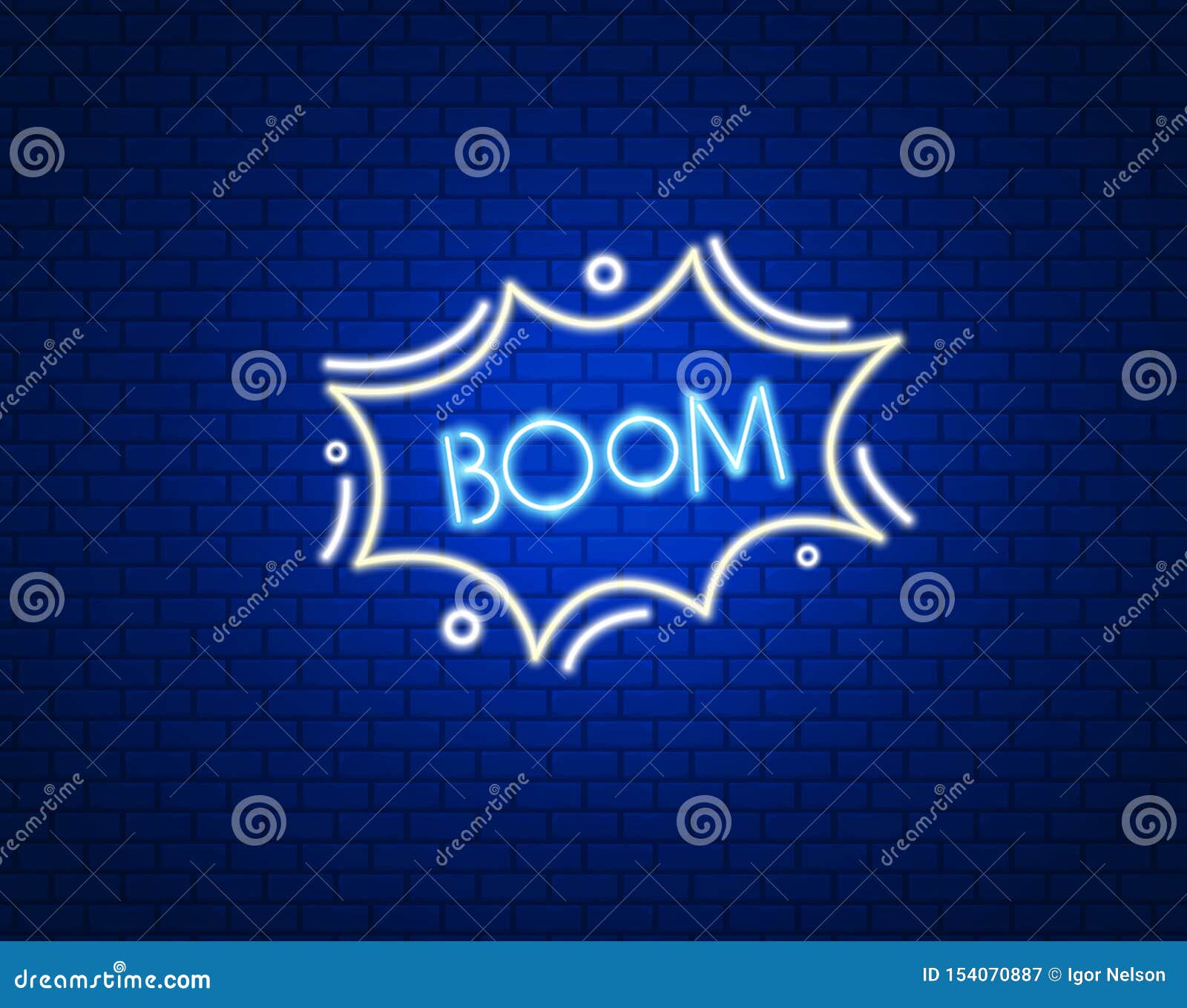 Boom Comic Speech Cloud in Neon Style Wild . Vector Illustration Design ...