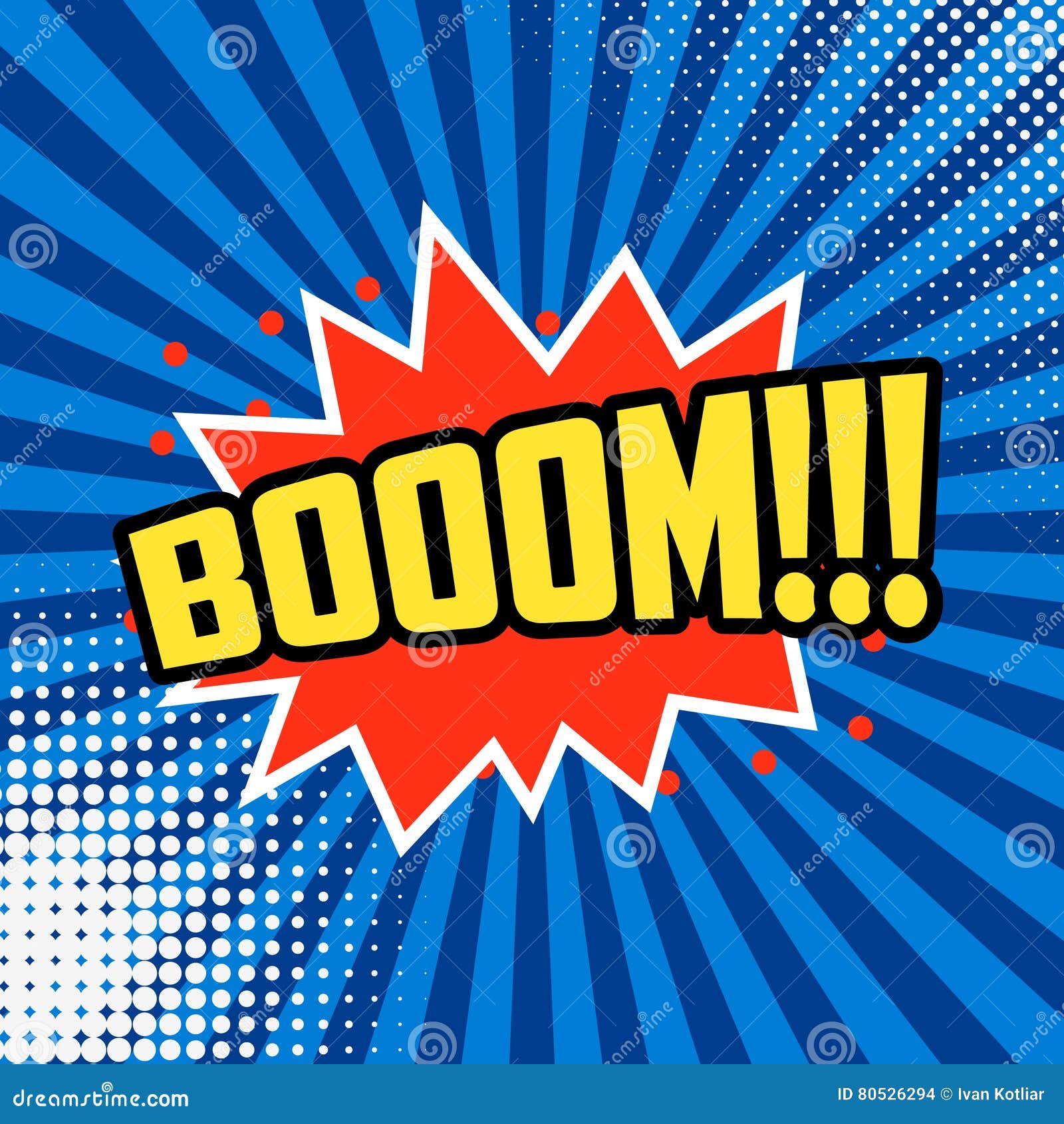 Boom!!! Comic Style Phrase on Sunburst Background. Stock Vector ...
