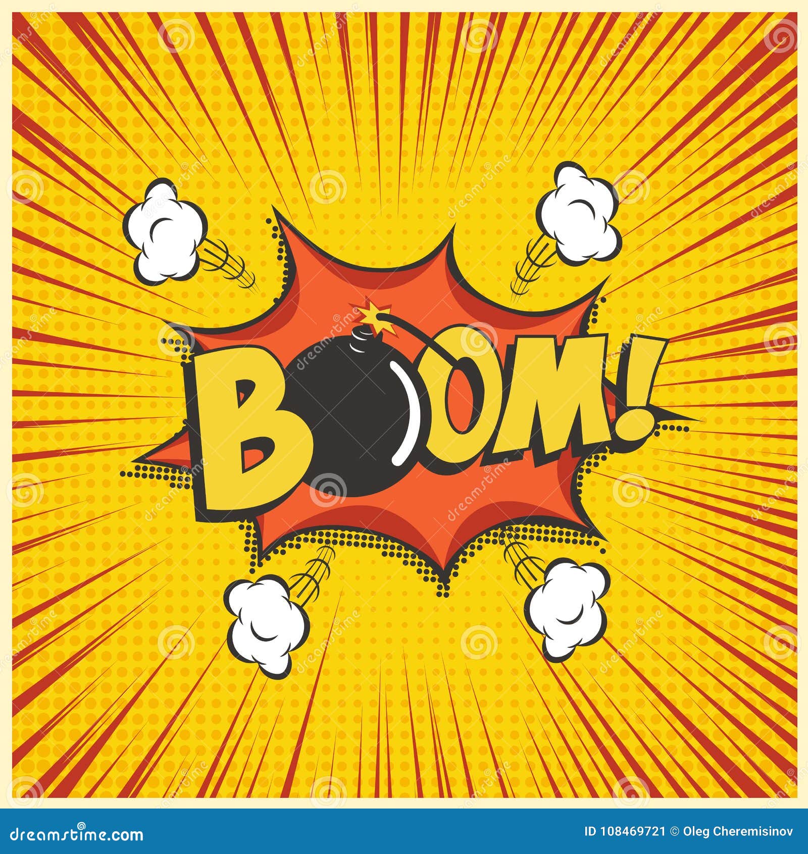 Boom Comic Text Speech Bubble With Bomb. Vector Isolated Sound Effect ...