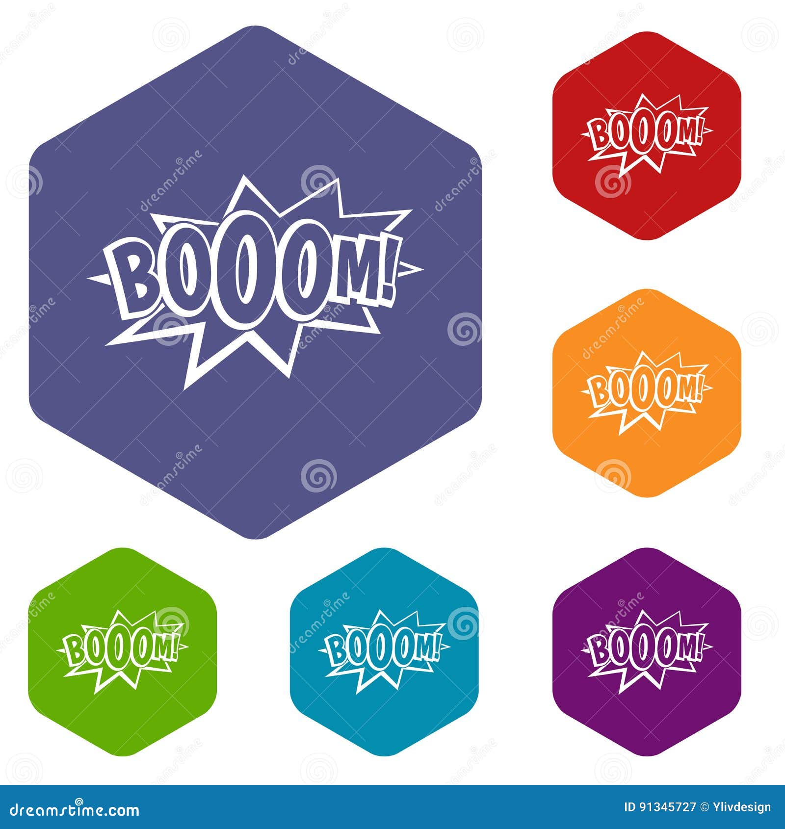 Boom, Explosion Bubble Icons Set Hexagon Stock Vector - Illustration of ...