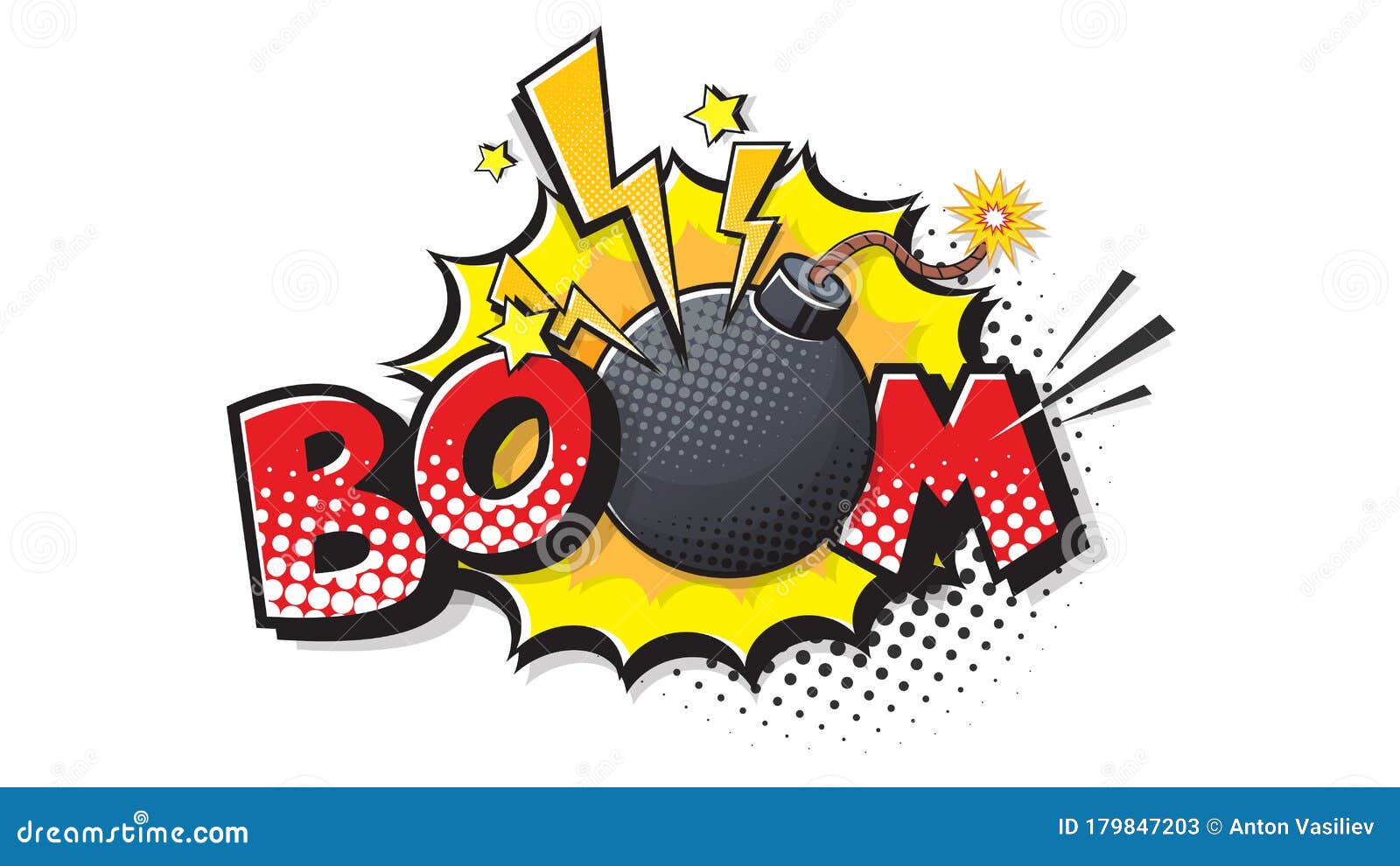 BOOM Expression Text. Bomb Bubble in Pop Art Style Stock Vector ...