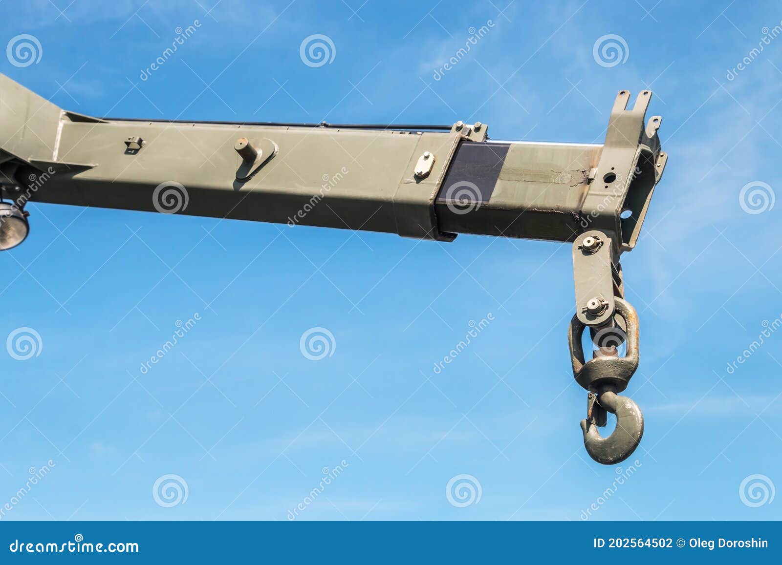 Boom and Hook of a Construction Crane on the Truck Stock Photo - Image ...
