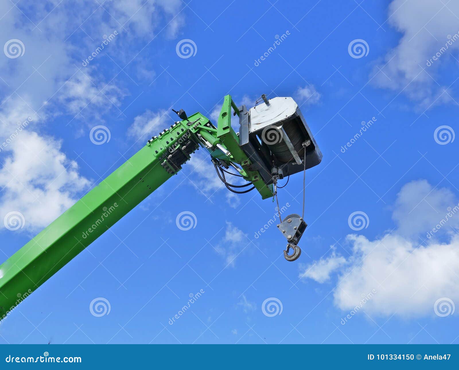 Boom, Hook and Sling of a Green Mobile Crane Stock Photo - Image of ...