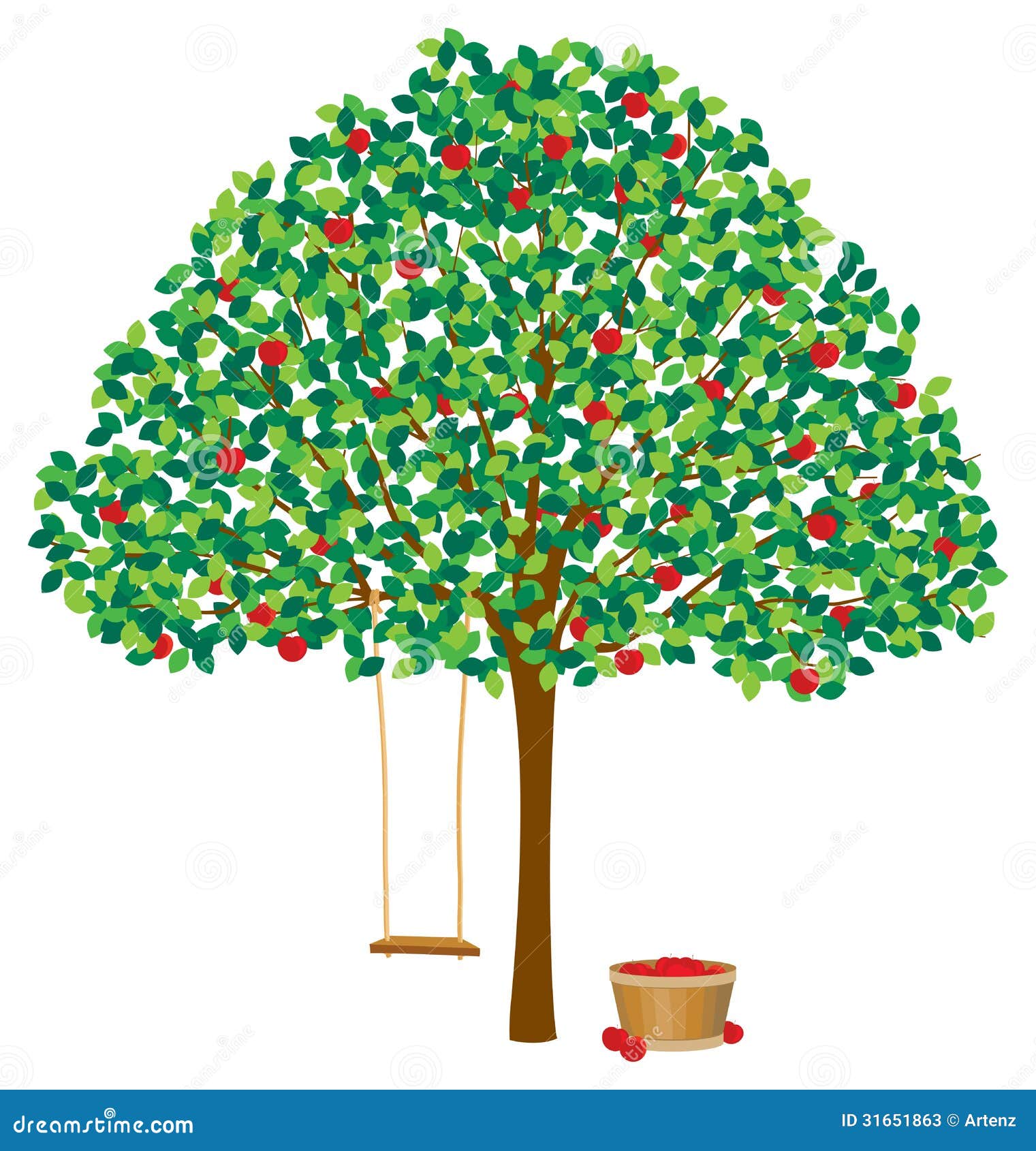 Boom met Appelen vector illustratie. Illustration of bloei - 31651863