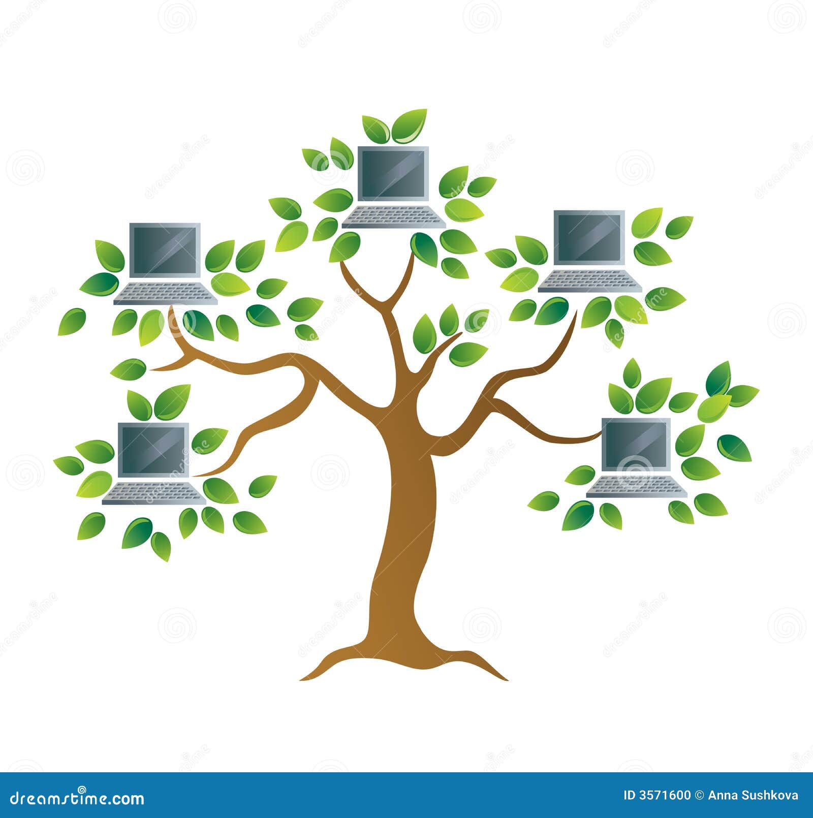 Boom met computers vector illustratie. Illustration of ideeën - 3571600