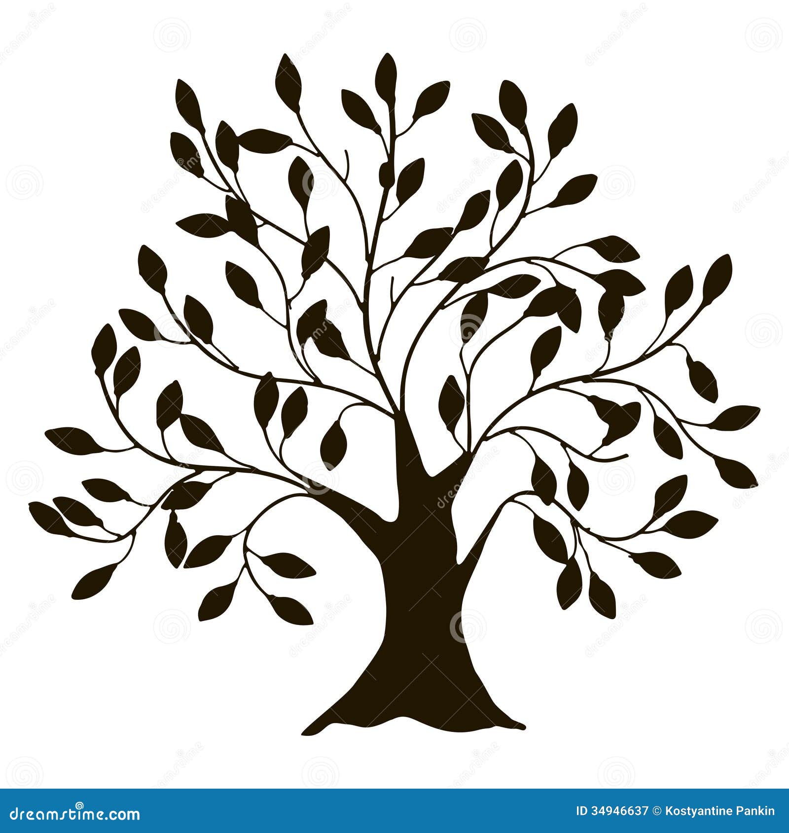 Boom Met Een Dikke Boomstam Vector Illustratie - Illustration of ...